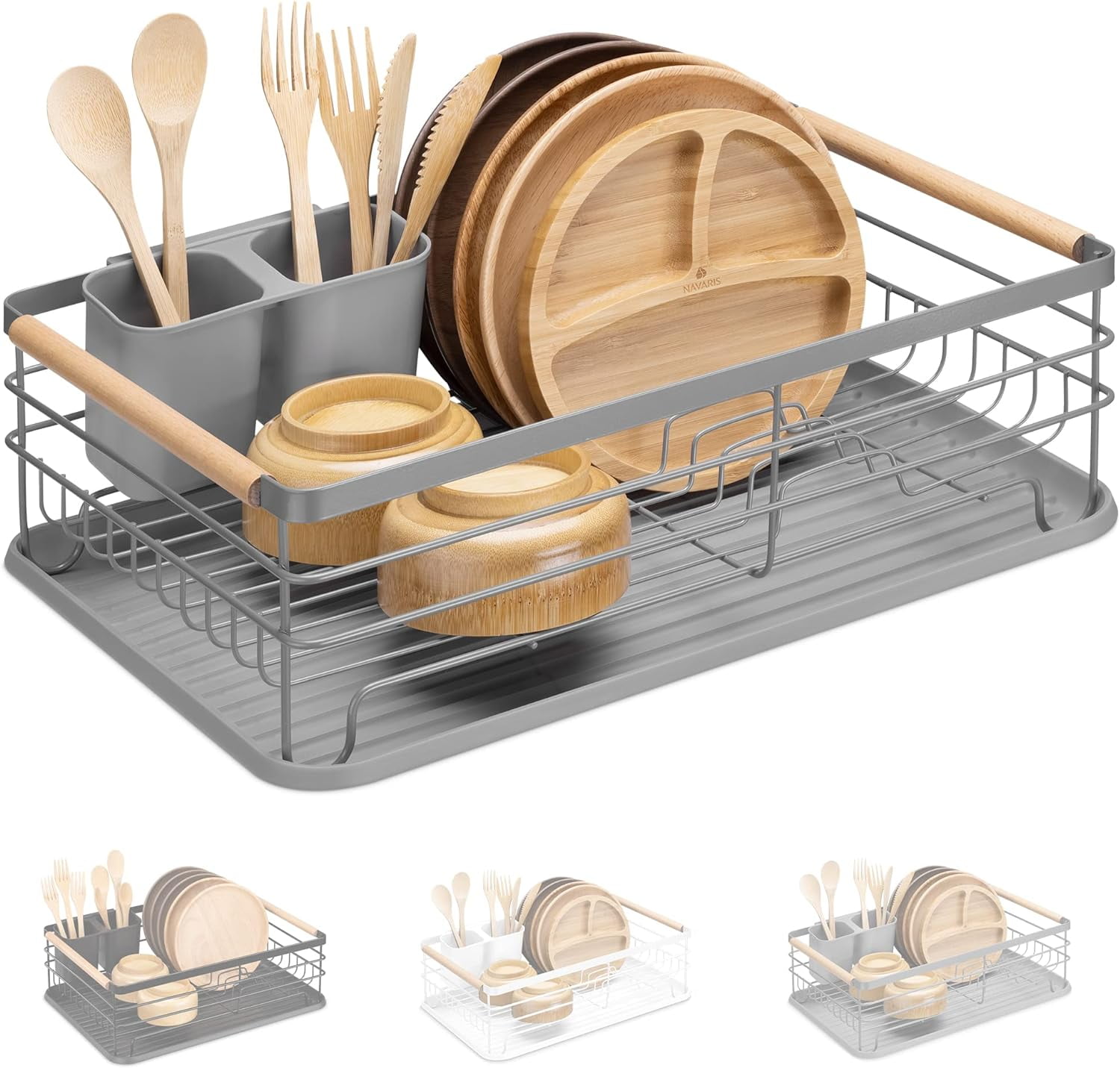 Navaris Dish Drainer Rack - Plate, Silverware, Pots and Pans Drying ...