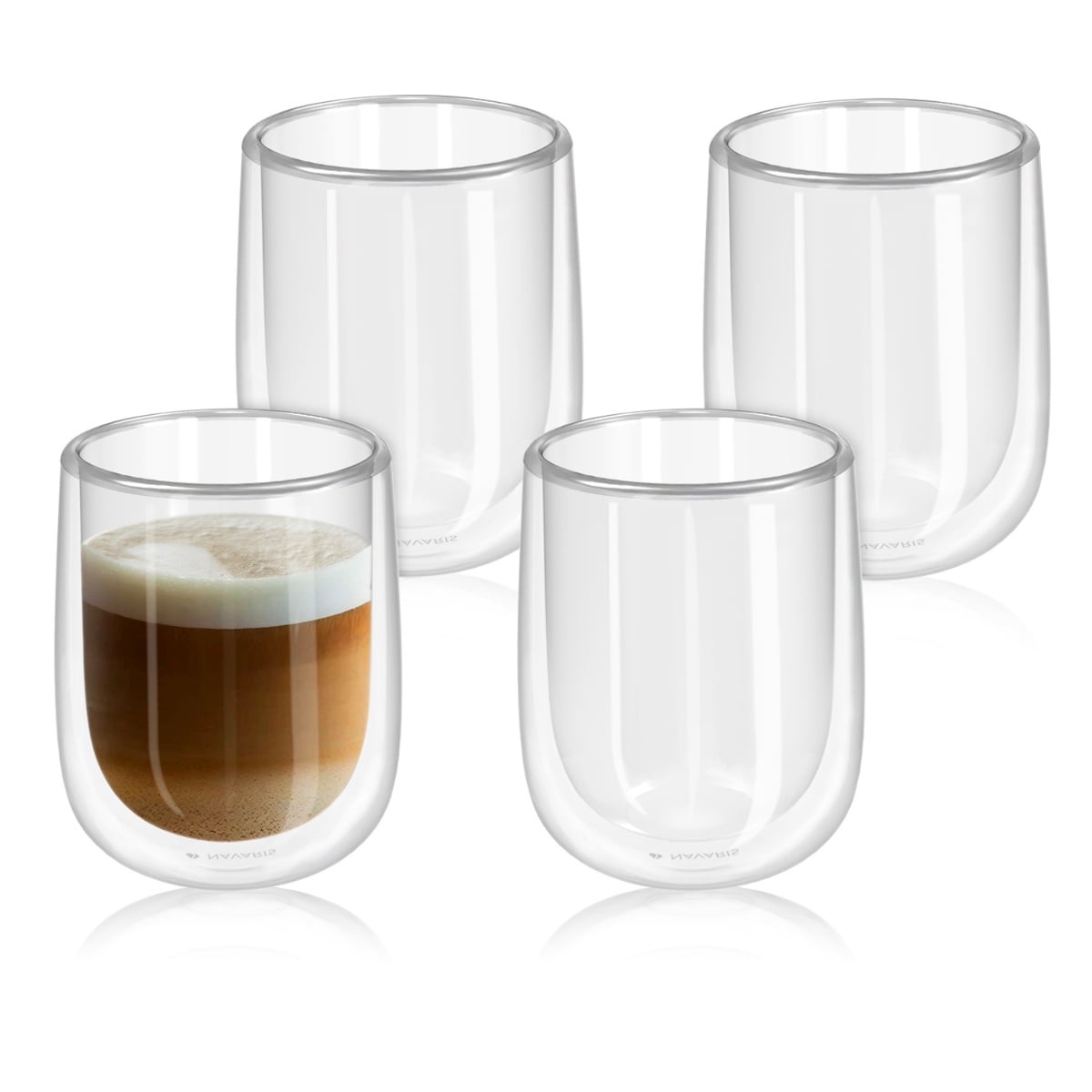 Navaris Double Wall Glass Cups - Thermal Insulated Drinking Glasses for ...