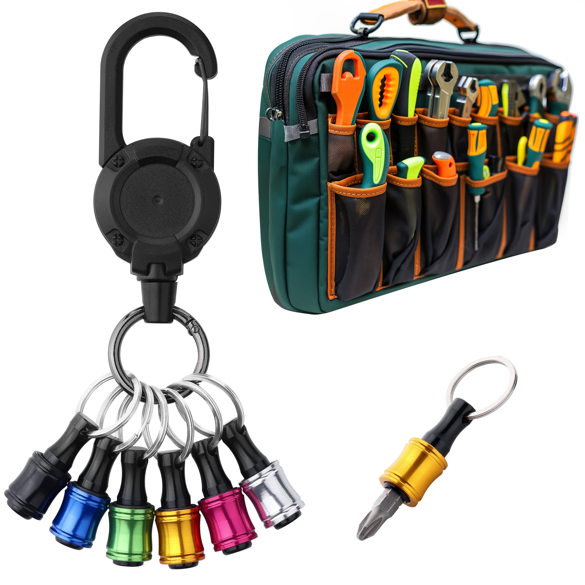 Navaris Drill Bit Holder Set with Retractable Carabiner - For all 1/4 ...