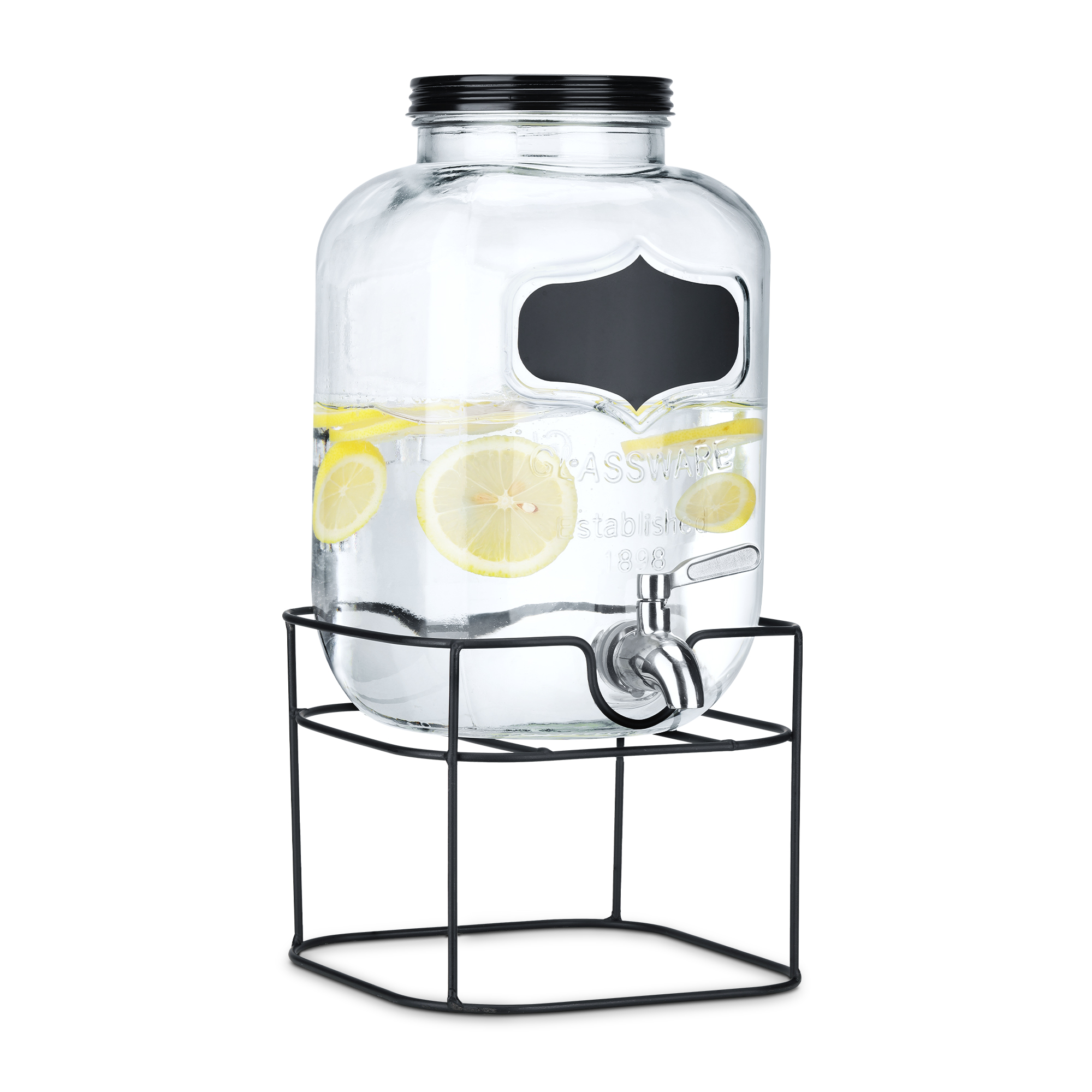 Efavormart Set of 2 Glass Beverage Dispenser with Spigot Metal Lid and ...