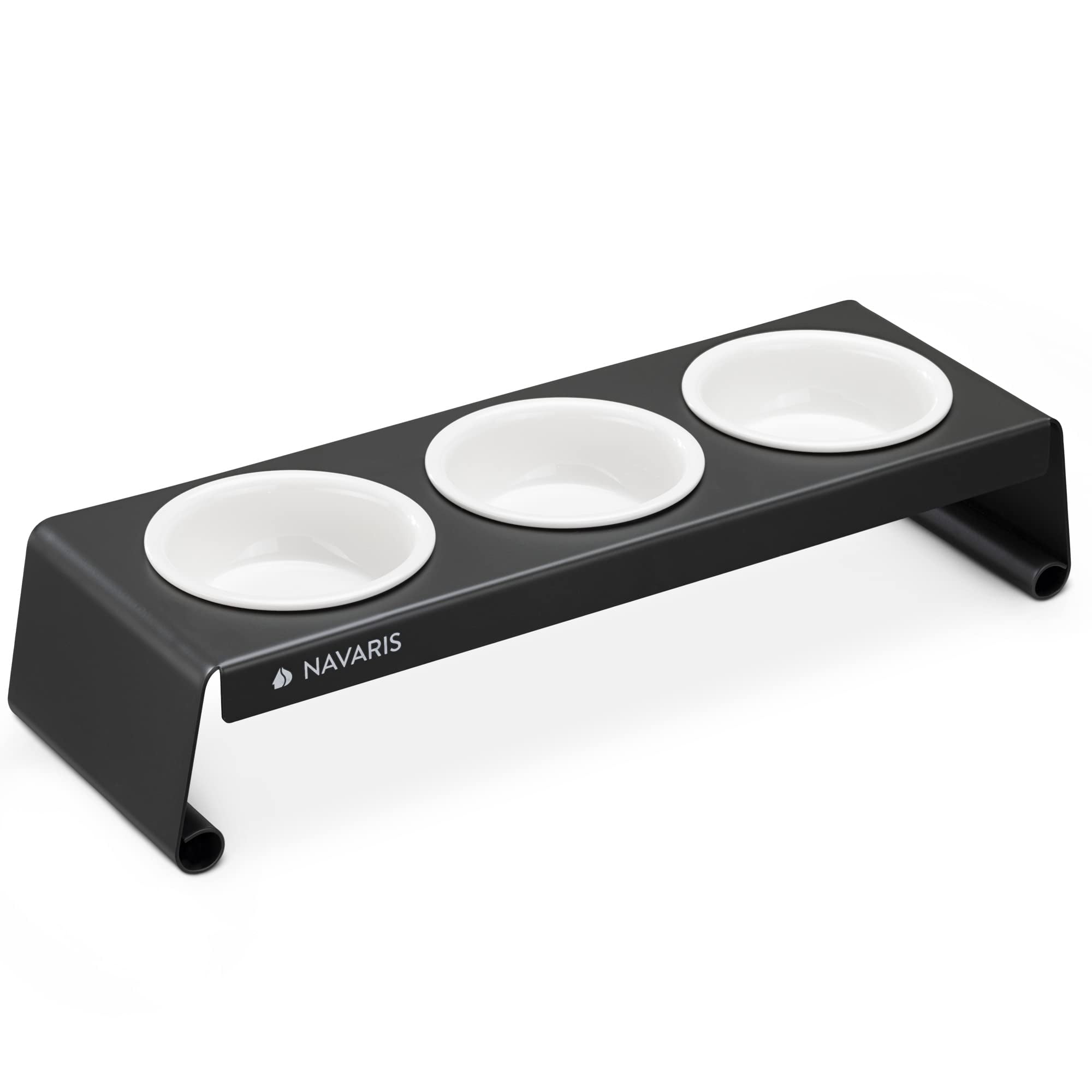 Navaris Elevated Pet Bowls Feeder - Triple Dog Cat Food Bowl Feeding ...