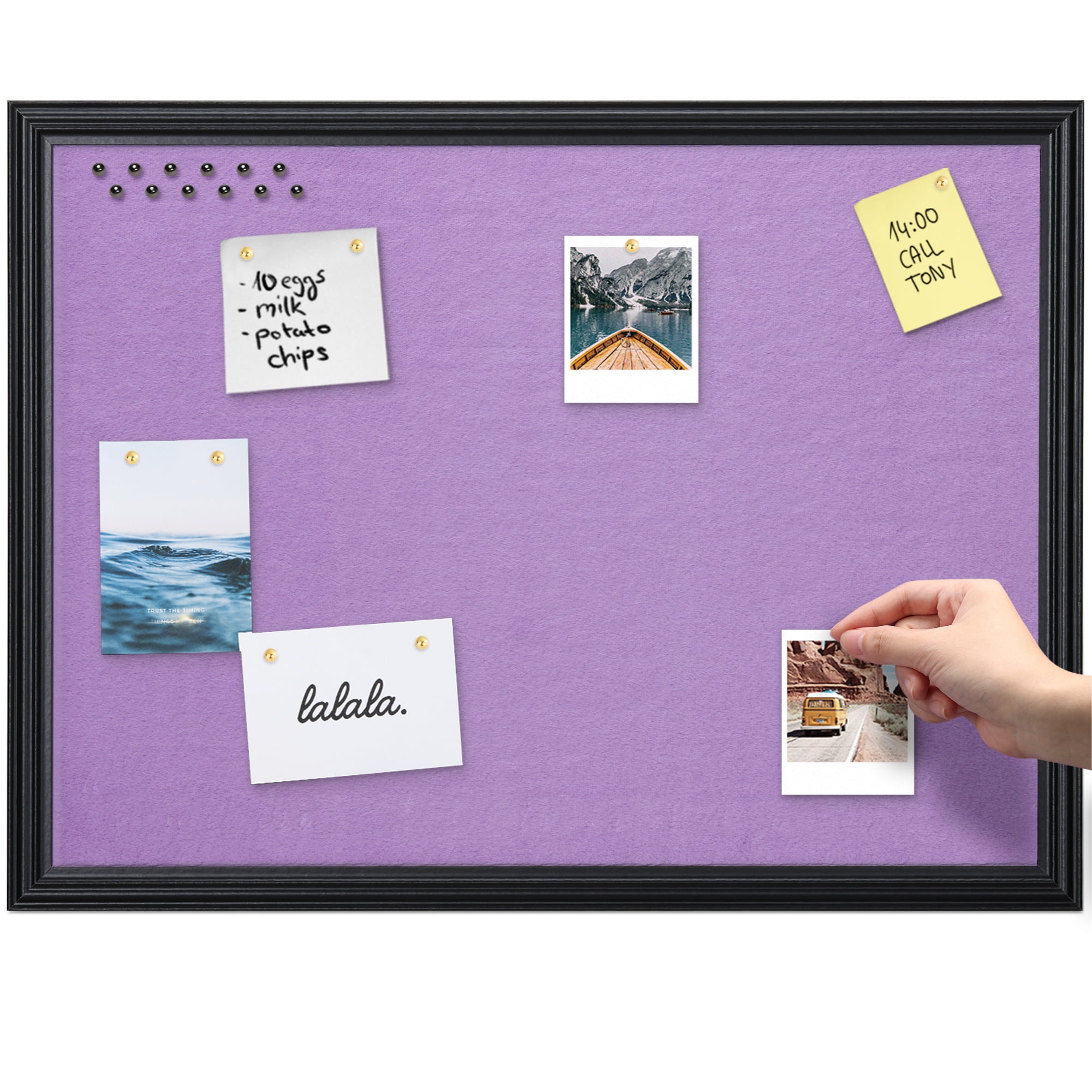 Navaris Framed Fabric Bulletin Board - 18 x 24 inches Plush Jewelry ...