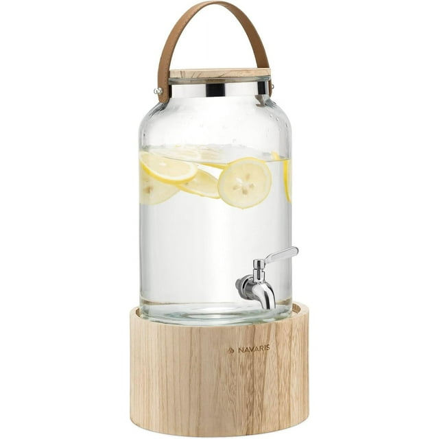 Navaris Glass Drinks Dispenser with Tap - 5.6L (1.5 Gallon) Beverage ...