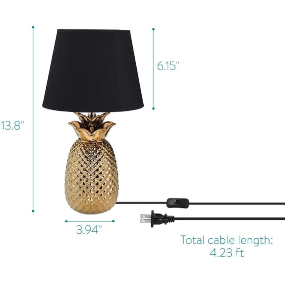Navaris Gold Pineapple Table Lamp - Mini Lamp 13.8" Tall Light with ...