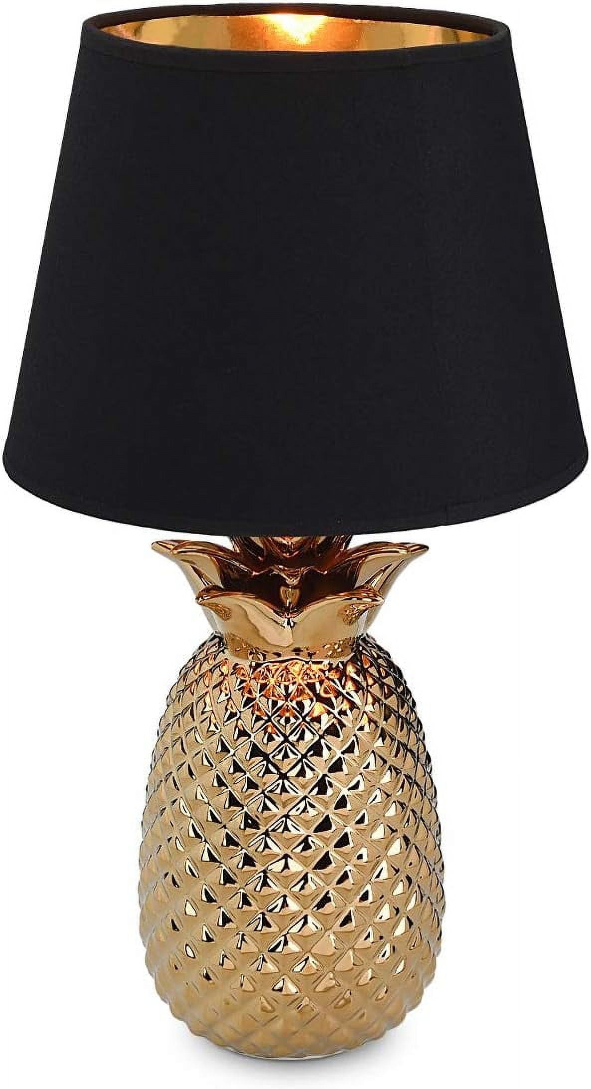 Navaris Tropical Gold Pineapple Table Lamp - 13.8" Tall Ceramic Base ...