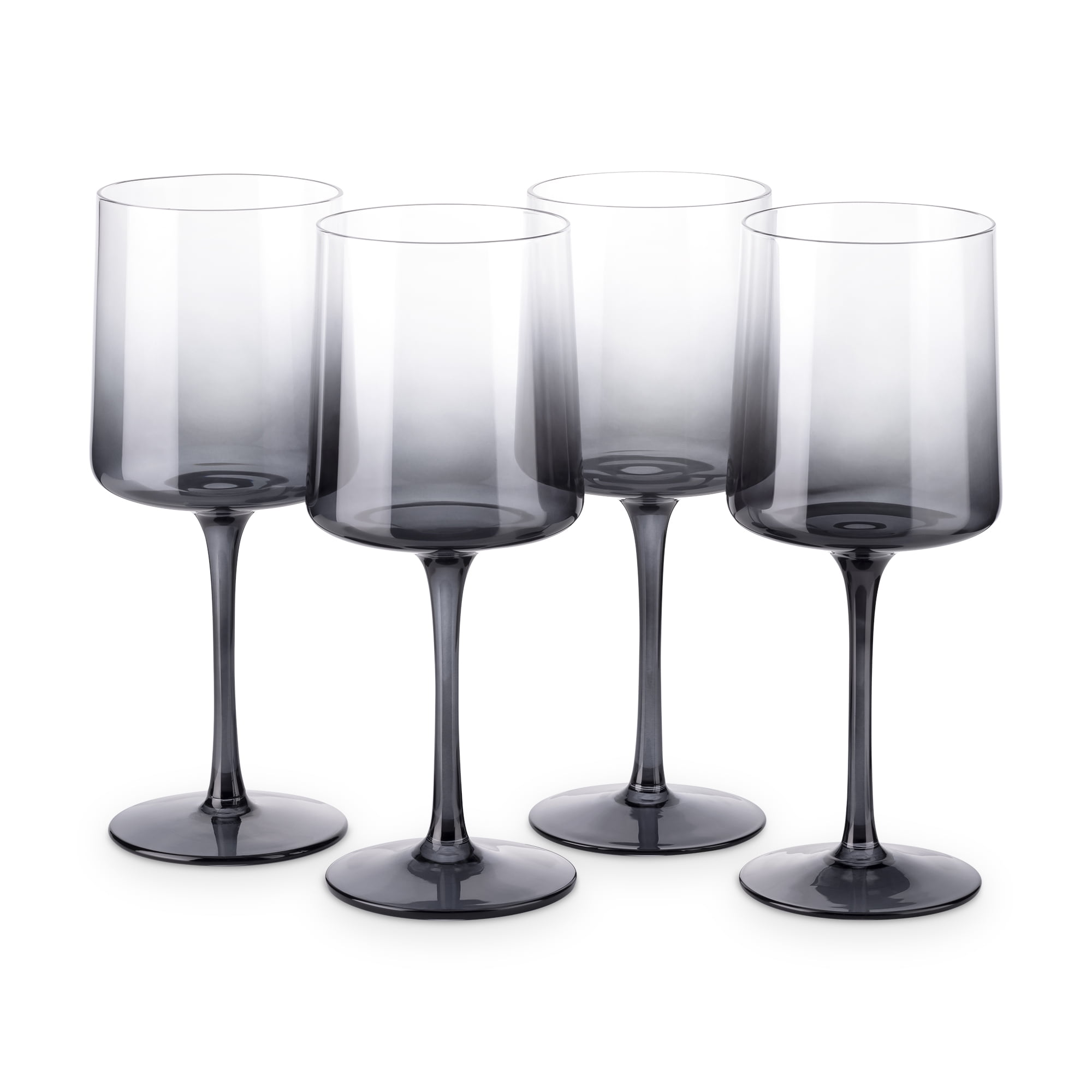 Navaris Gray Square Wine Glasses (Set of 4) - Smoke Color Wine Glasses ...