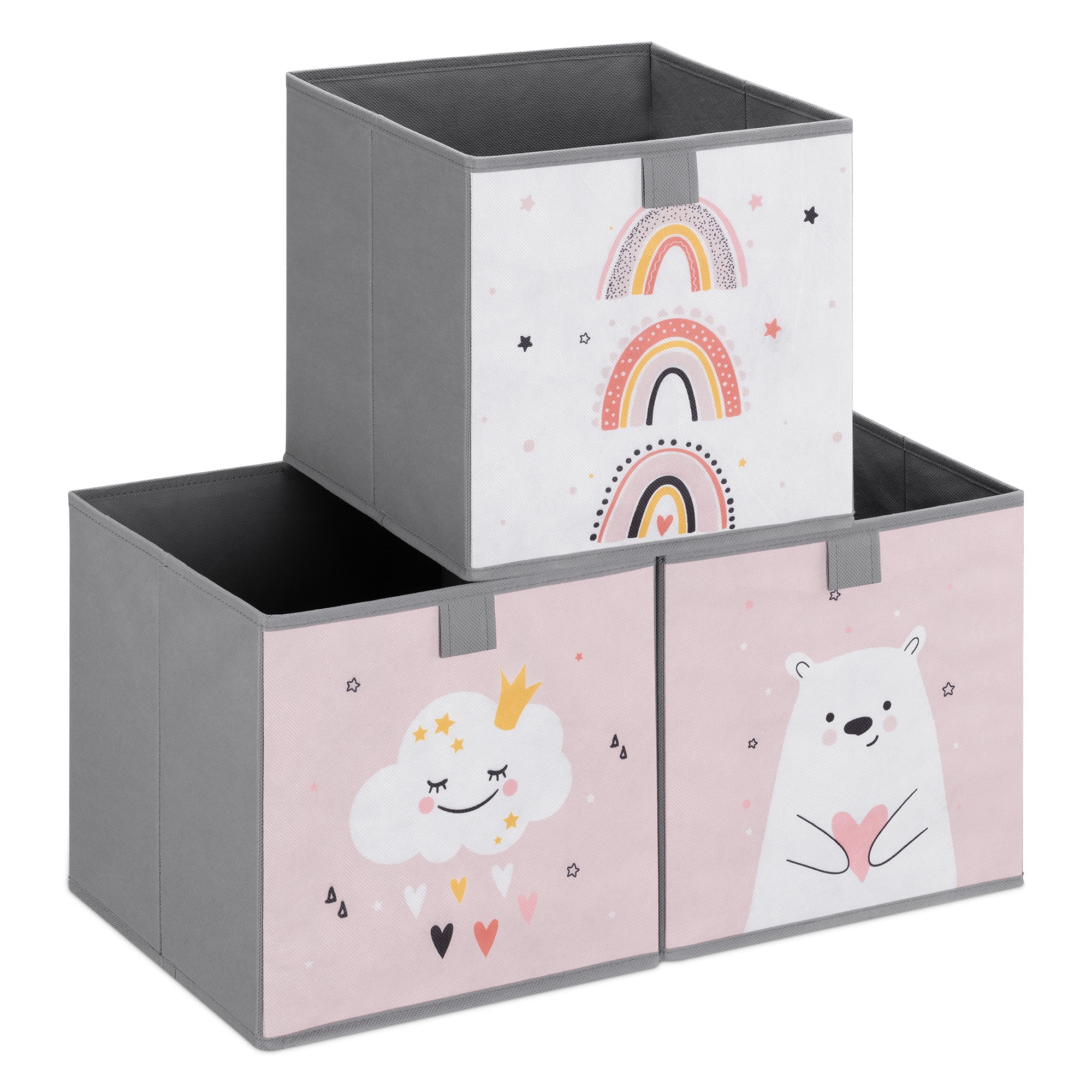 Navaris Kids Storage Cubes (Set of 3) - Storage Boxes 11x11x11" with ...