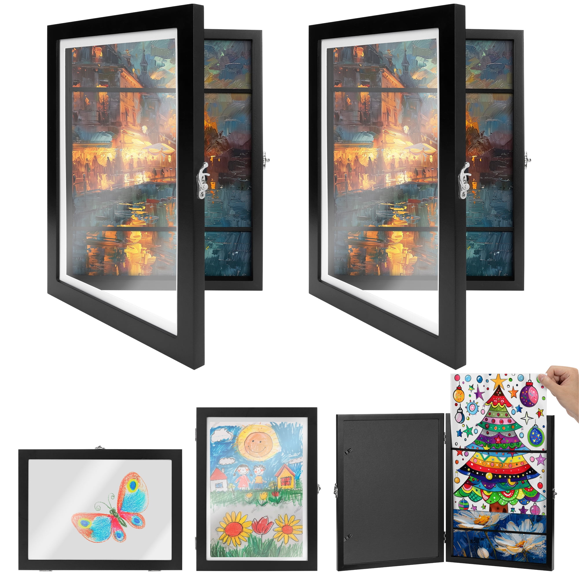 Navaris Kids Wooden Art Project Frames, 2 Pack, A4 Size - Changeable ...