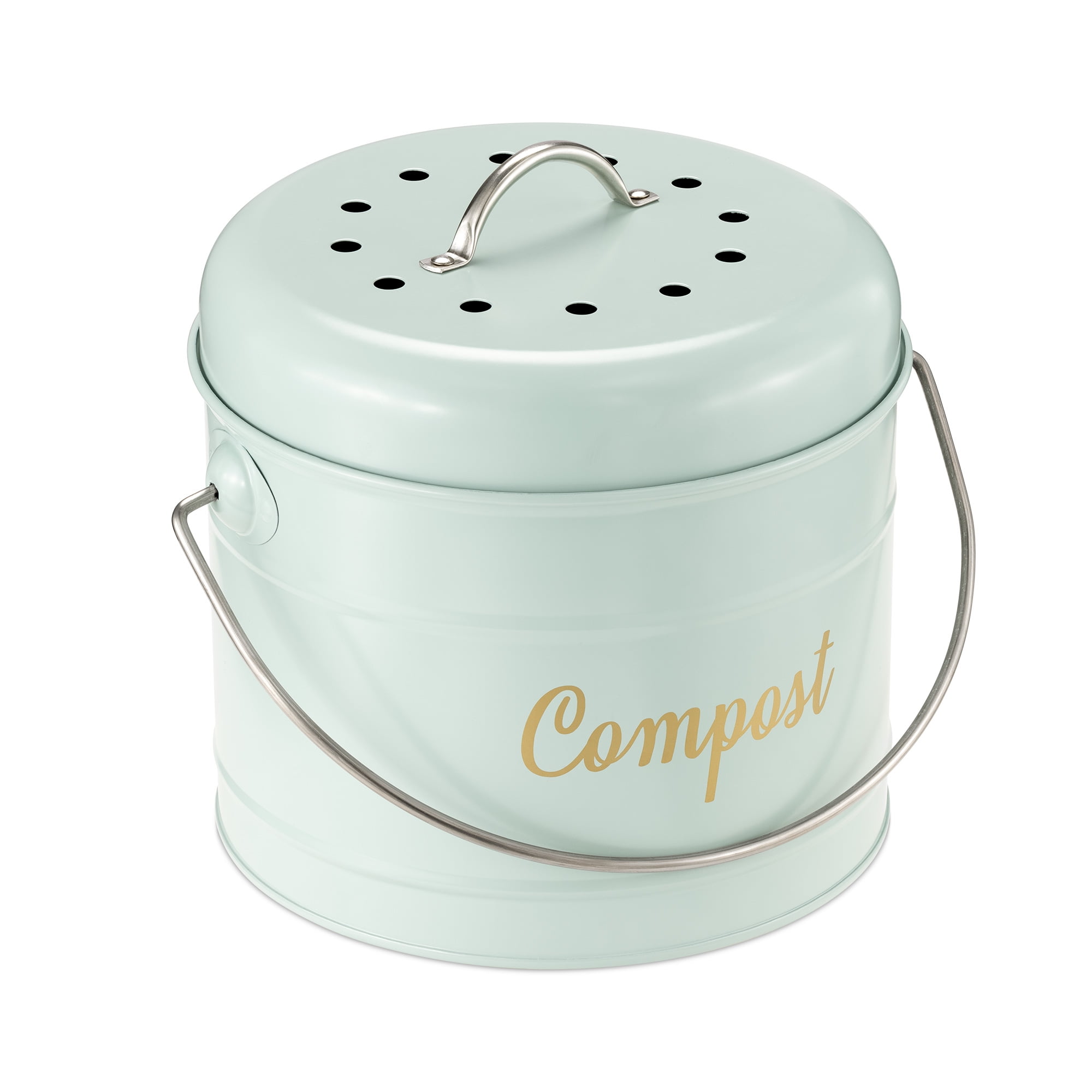 Navaris Kitchen Compost Bin - 0.8 Gallon (3.2 L) Metal Countertop ...