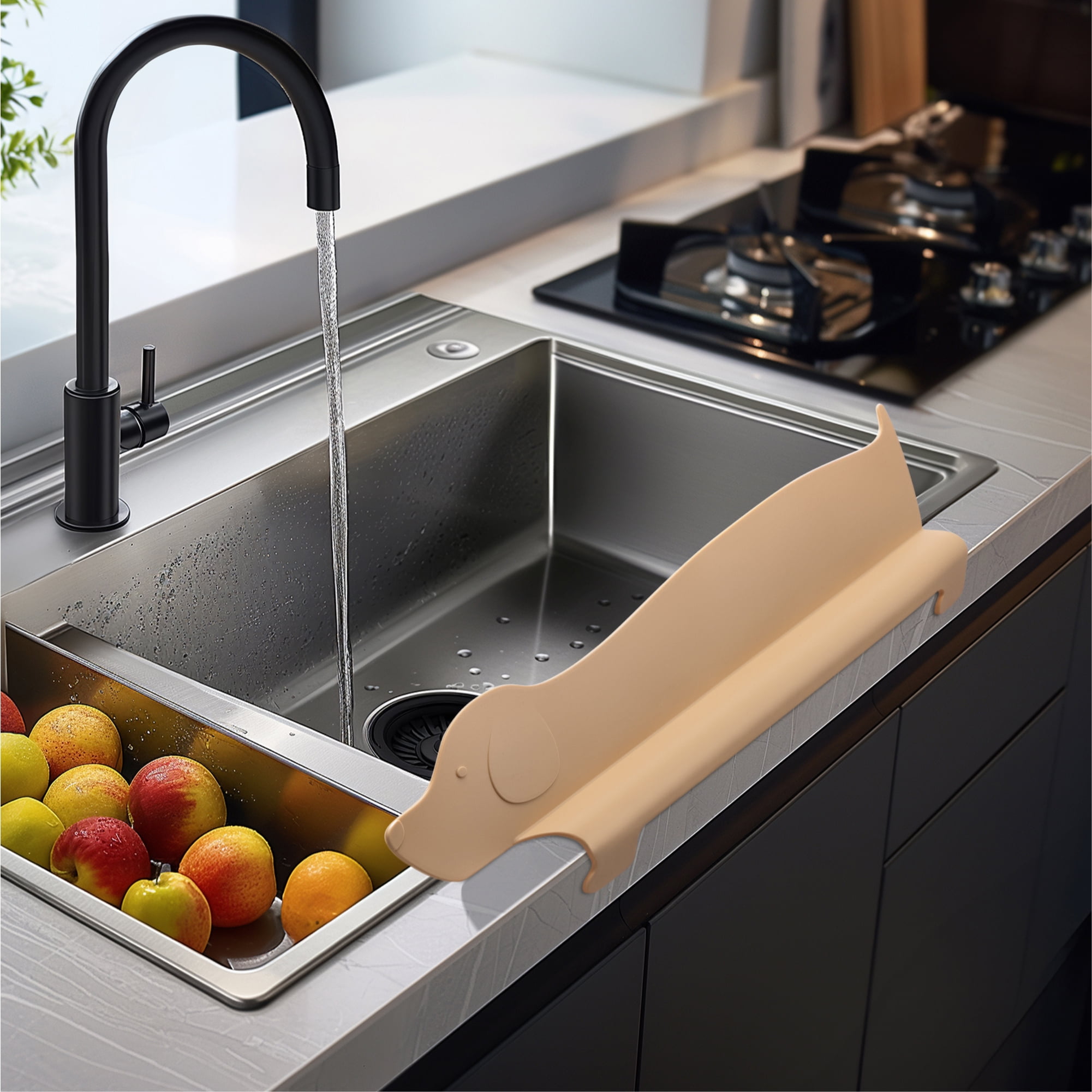 Navaris Kitchen Sink Splash Guard - Cute Silicone Dog Sink Protector ...