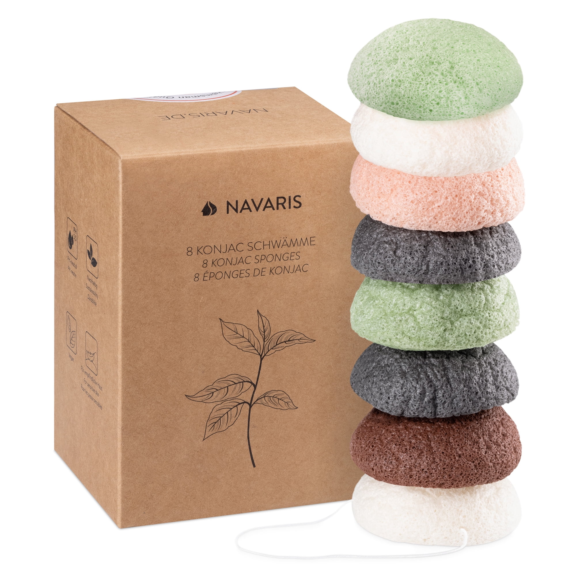 Navaris Konjac Sponges - Set of 8 - Facial & Body Natural Konjac Sponge ...