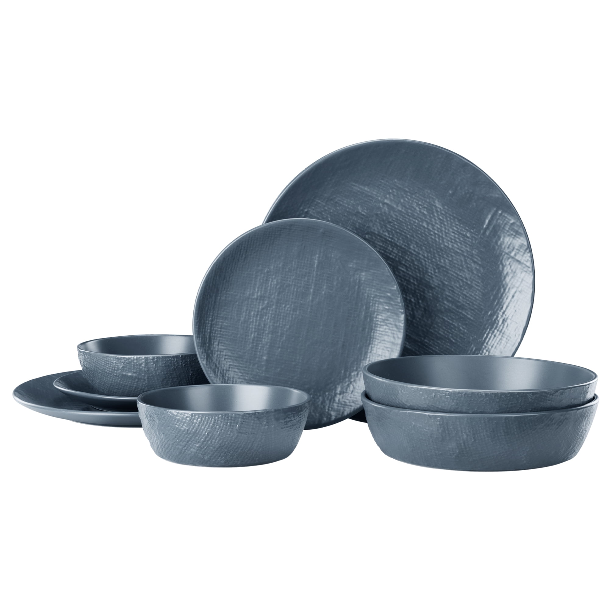 Navaris Linen Artisan Stoneware Dinnerware Sets (8 Pieces) - Dishwasher ...