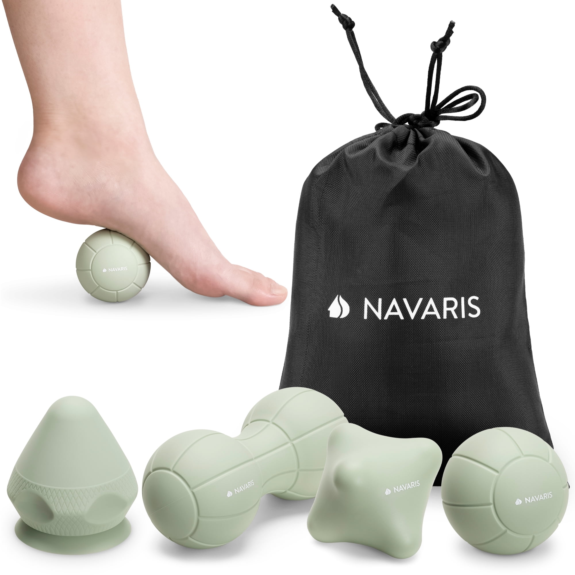 Navaris Massage Balls Set - 4-in-1 Set with Lacrosse Ball, Peanut Ball ...