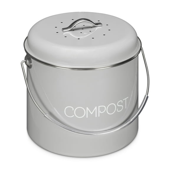 Navaris Metal Compost Caddy Bin - 1.3 Gallon Kitchen Composting Bucket ...