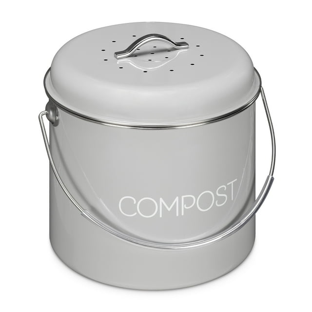 Navaris Metal Compost Caddy Bin - 1.3 Gallon Kitchen Composting Bucket ...