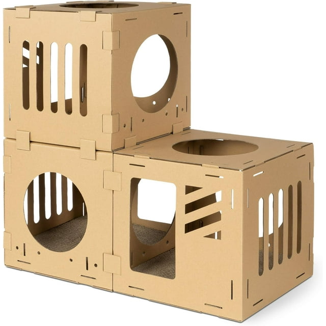 Navaris Modular Cardboard Cat House - DIY Corrugated Cardboard ...