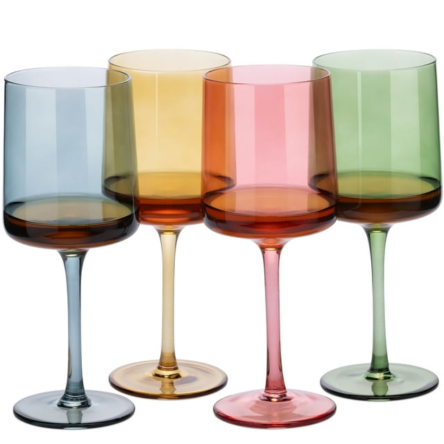 Navaris Multi Colour Tinted Wine Glasses Set Of 4 Coloured Wine