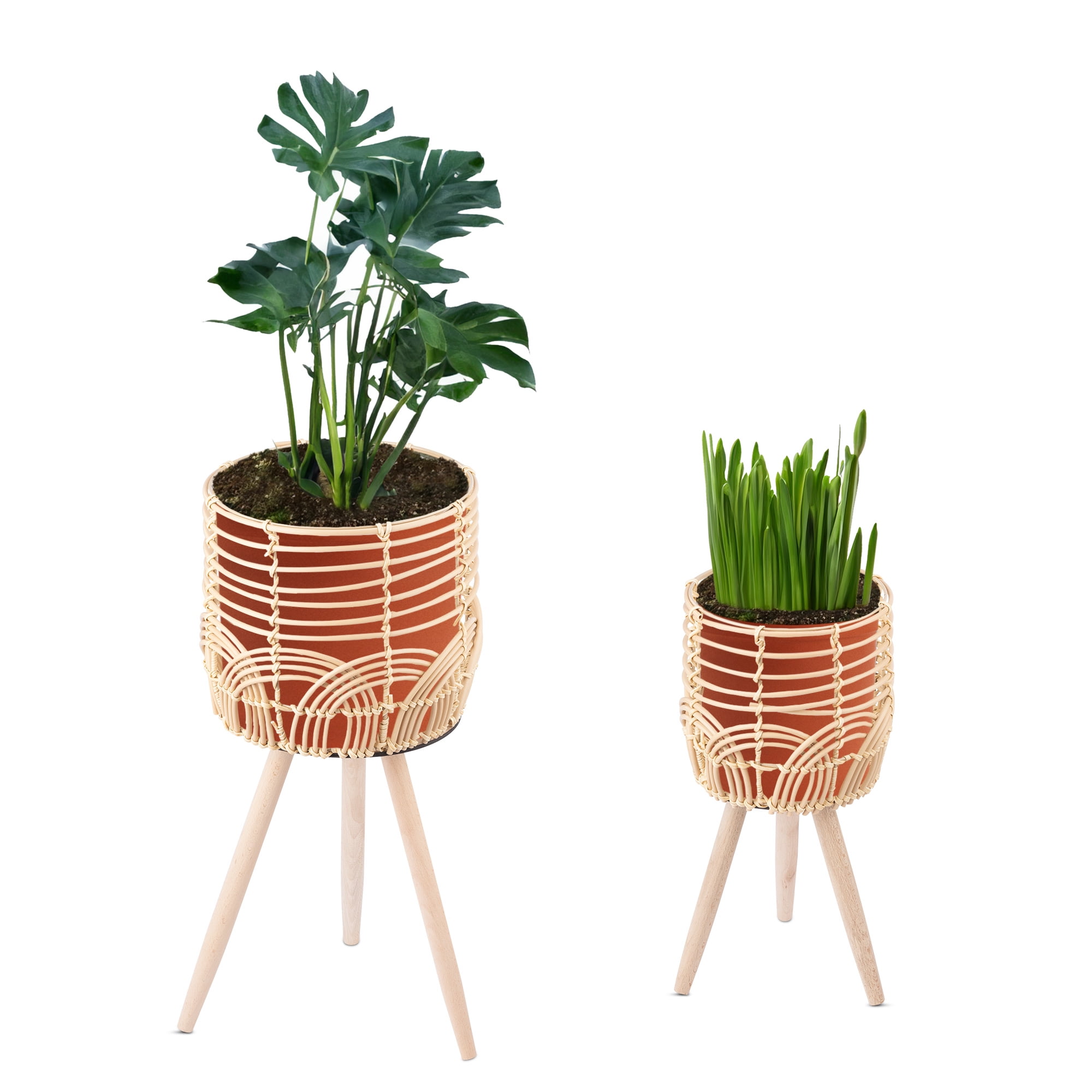 Navaris Rattan-Style Plant Stand Set For House And Outdoor Plants ...