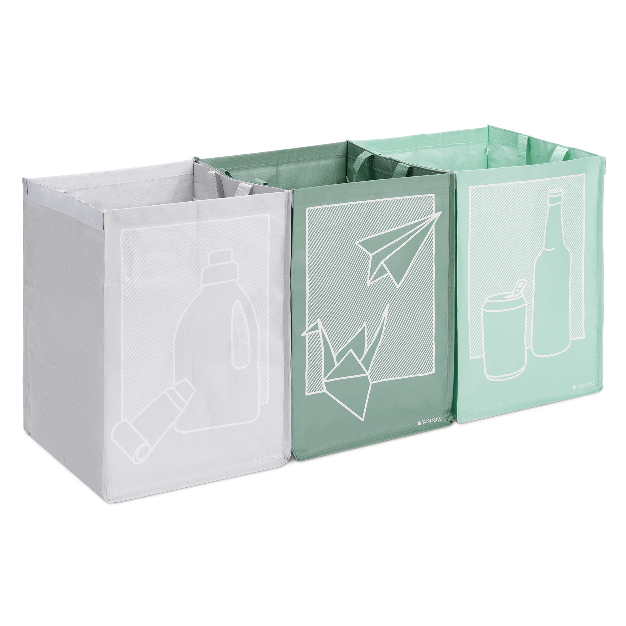 Navaris Recycle Bag Set (3 Pieces) - Reusable Recycling Bags to ...