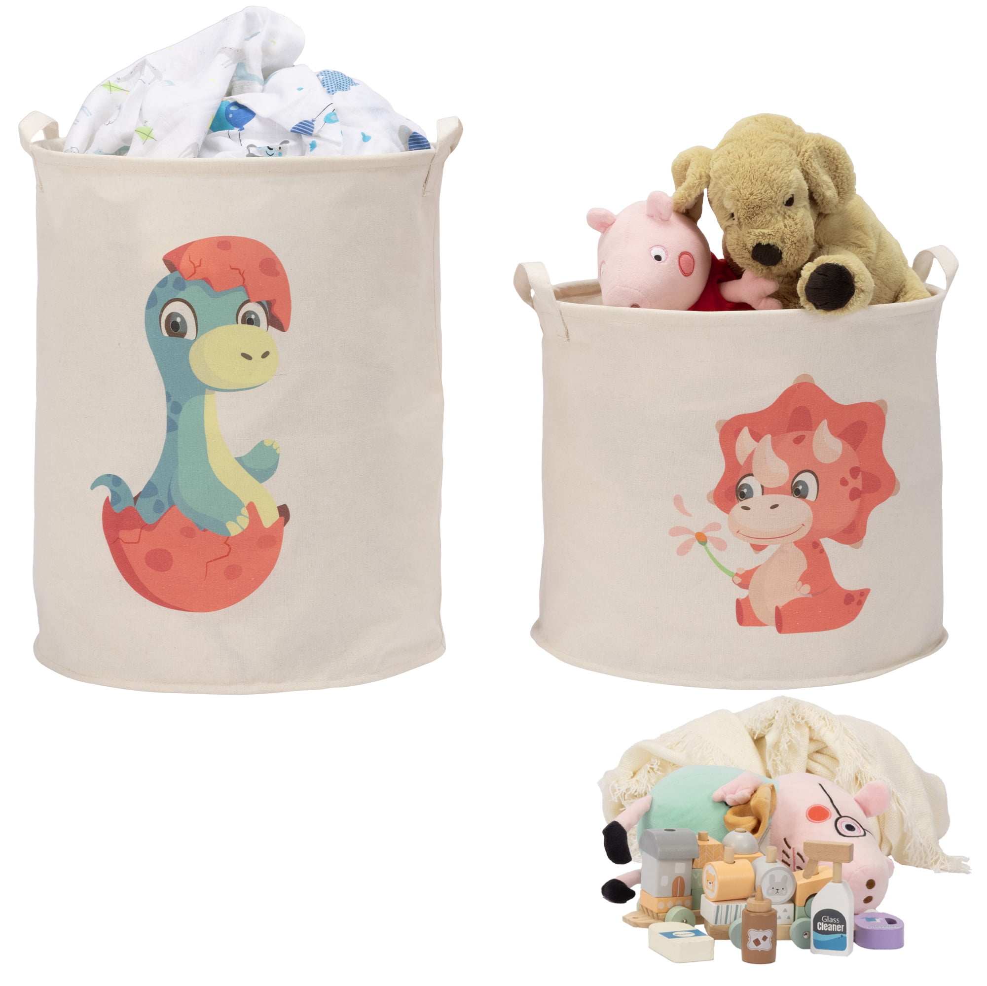 Navaris Red Dinosaur Toy Storage Baskets, Set of 2 - Collapsible Toys ...