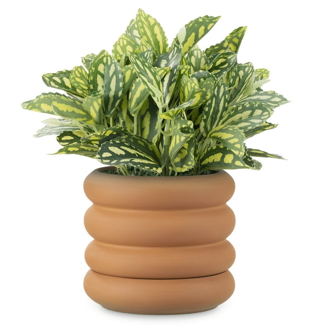 Navaris Ripple Plant Pot - Terracotta Plant Pot - Outdoor Plant Pot ...