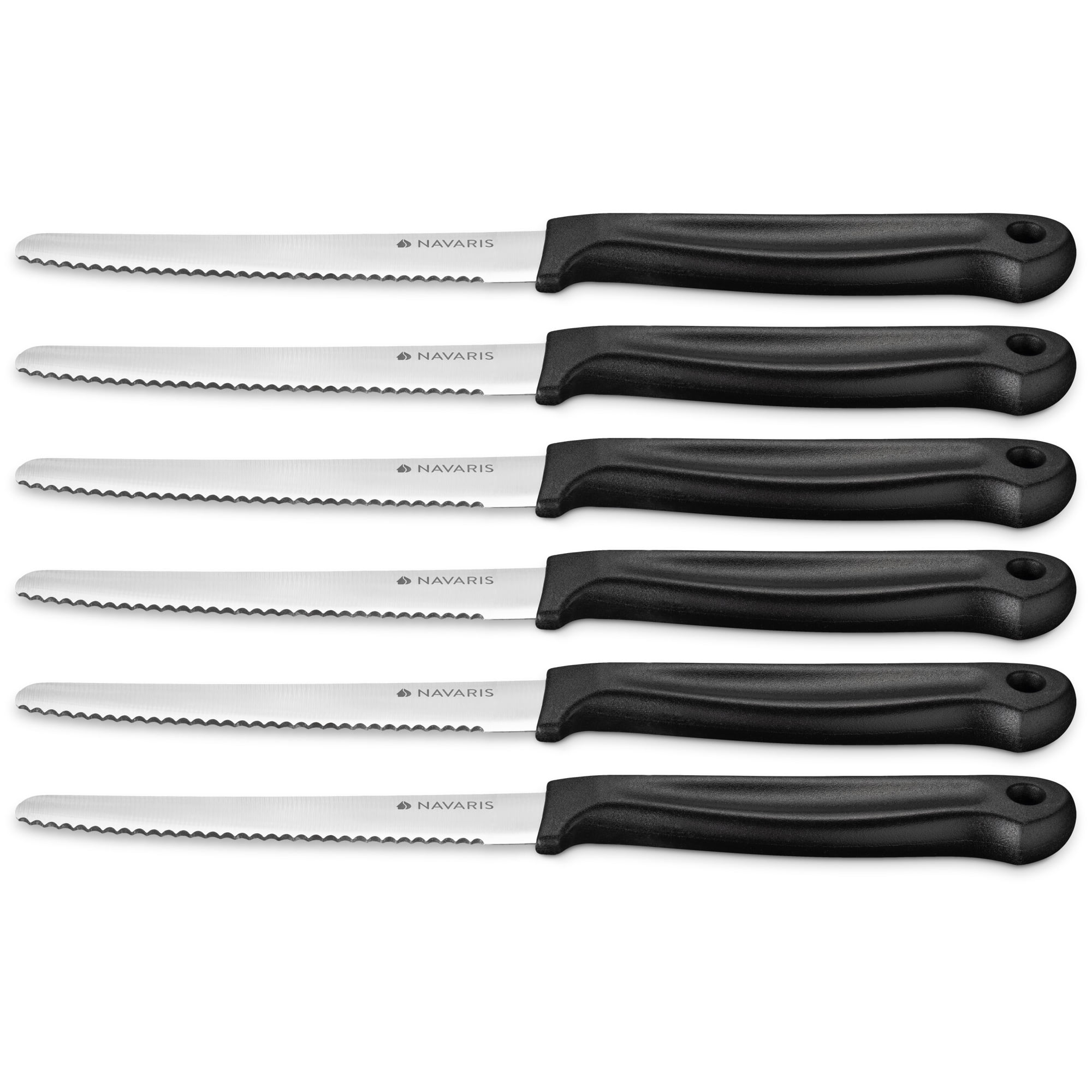 Navaris Serrated Tomato Knife Set (6 Pieces) - Small Stainless Steel ...