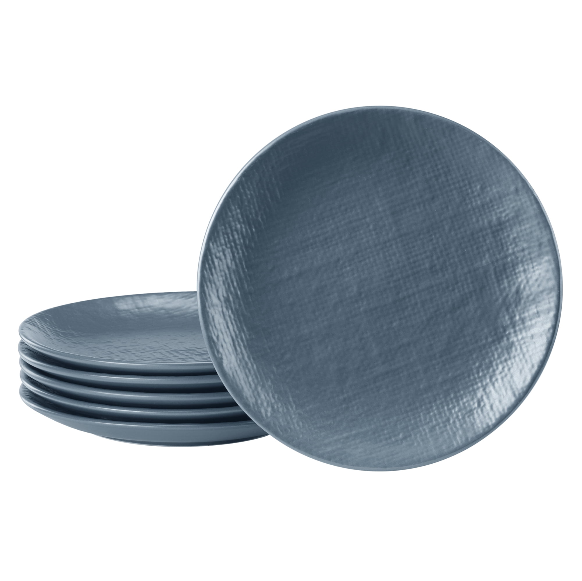 Navaris Set of 6 Ceramic Plates ⌀ 20cm - Artisanal Linen Textured ...