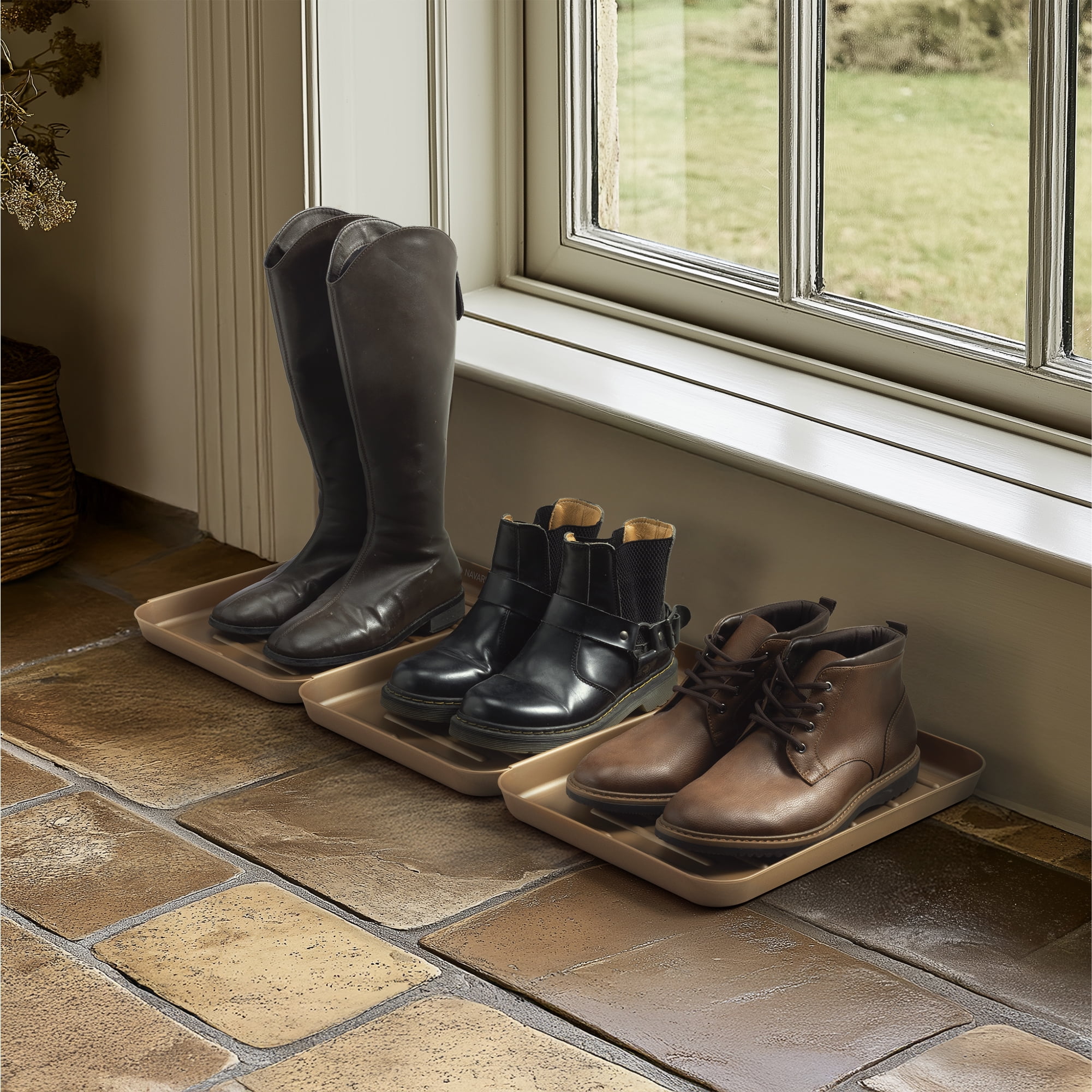 Navaris Set of 3 Shoe Drip Trays - Multi-Purpose Boot Tray for Rain ...