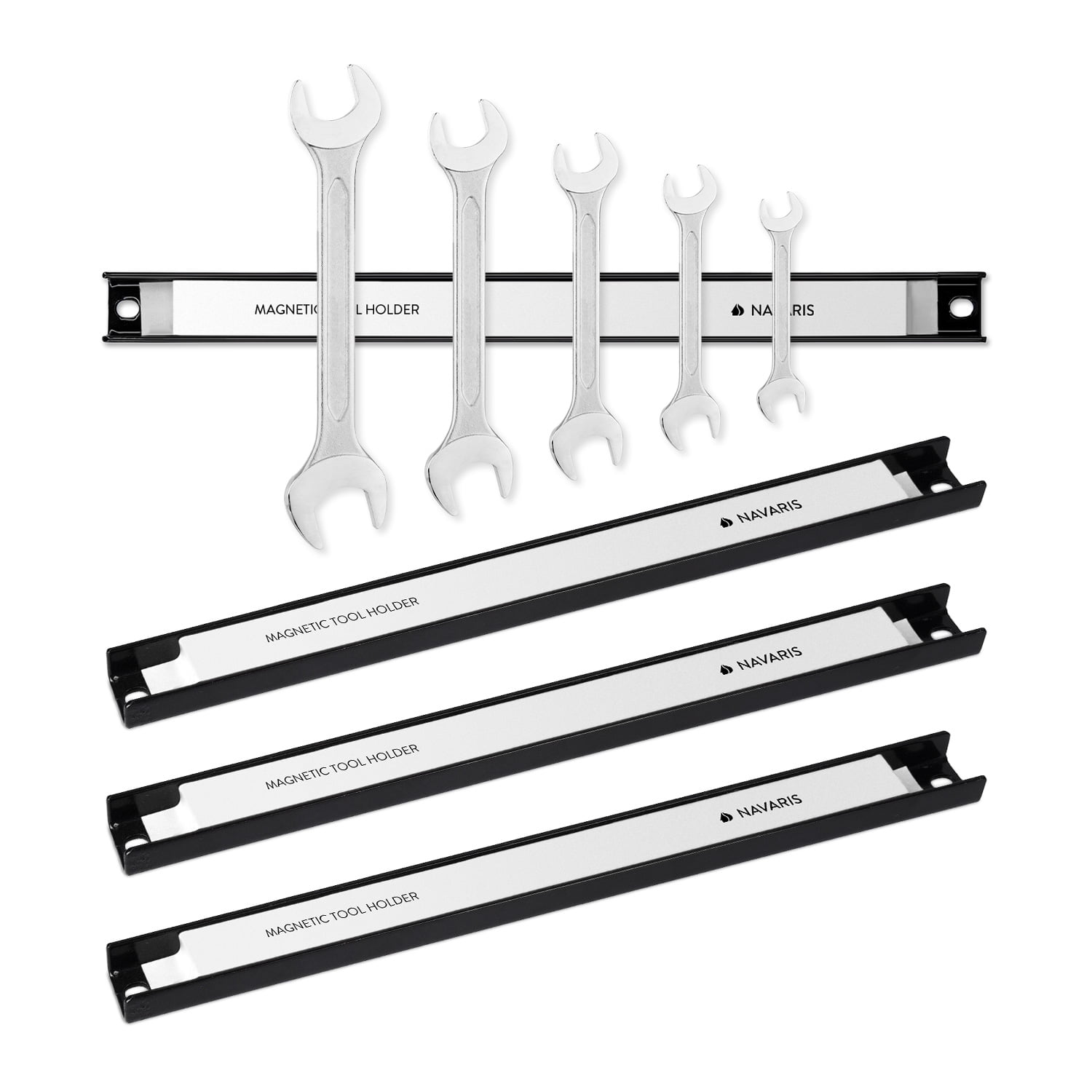 Navaris 4 Set Magnetic Tool Holder Rack - 12 Inch Heavy Duty Wall Strip ...