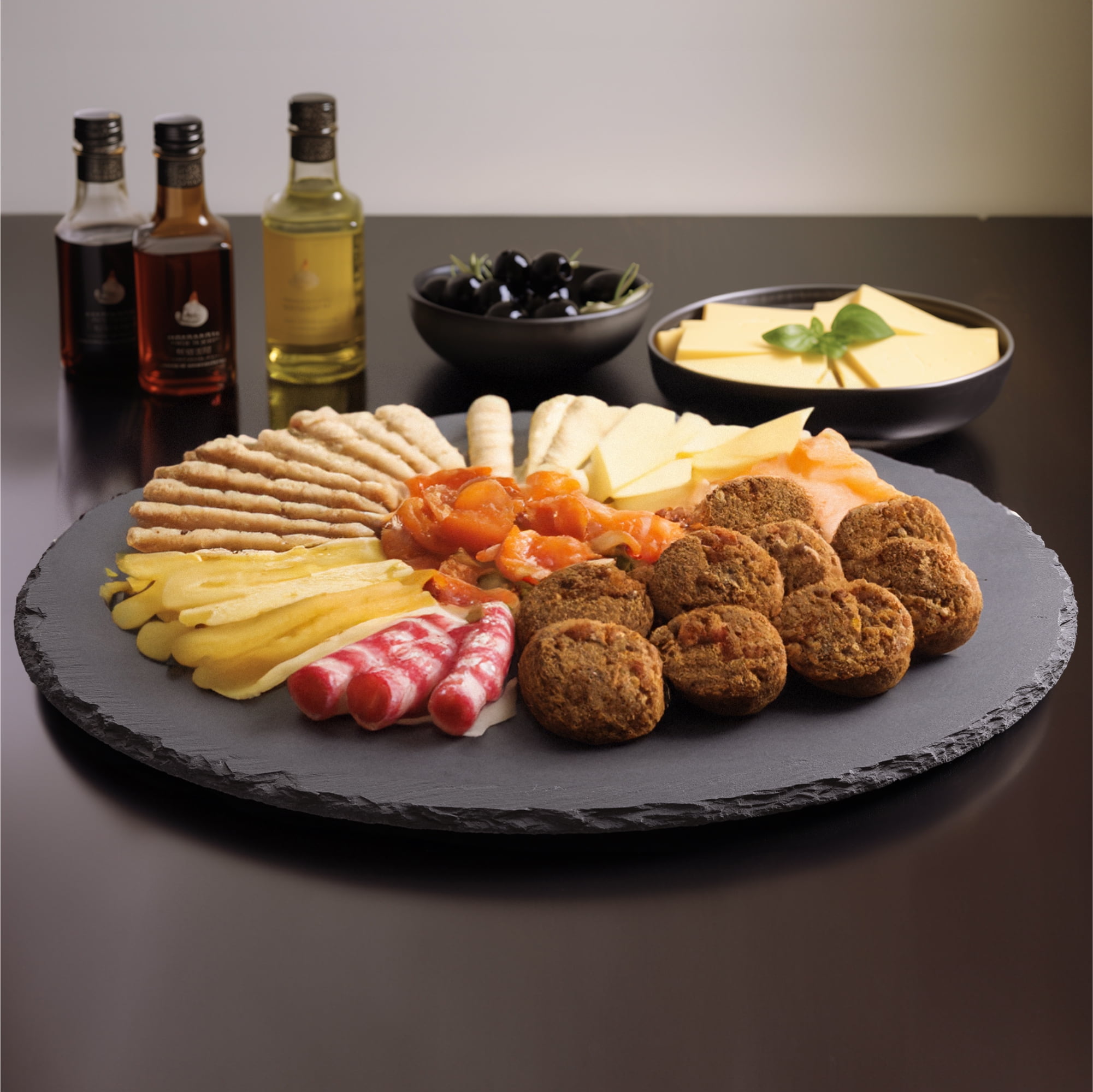 Navaris Slate Lazy Susan Serving Platter - 13" (33cm) Rotating ...