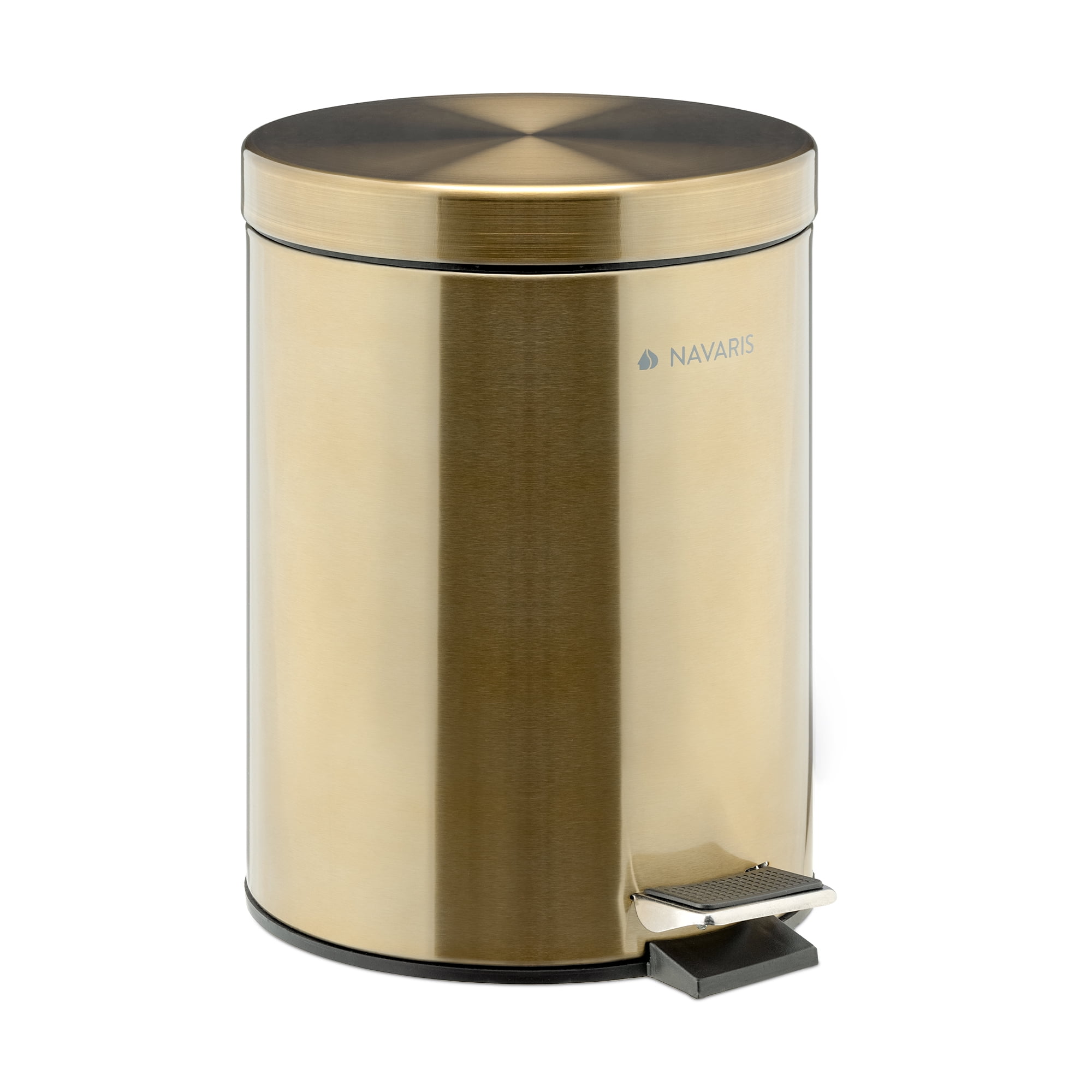 Navaris Small Gold Trash Can - 1.3 Gallon (5 Liter) Trash Can with Step ...
