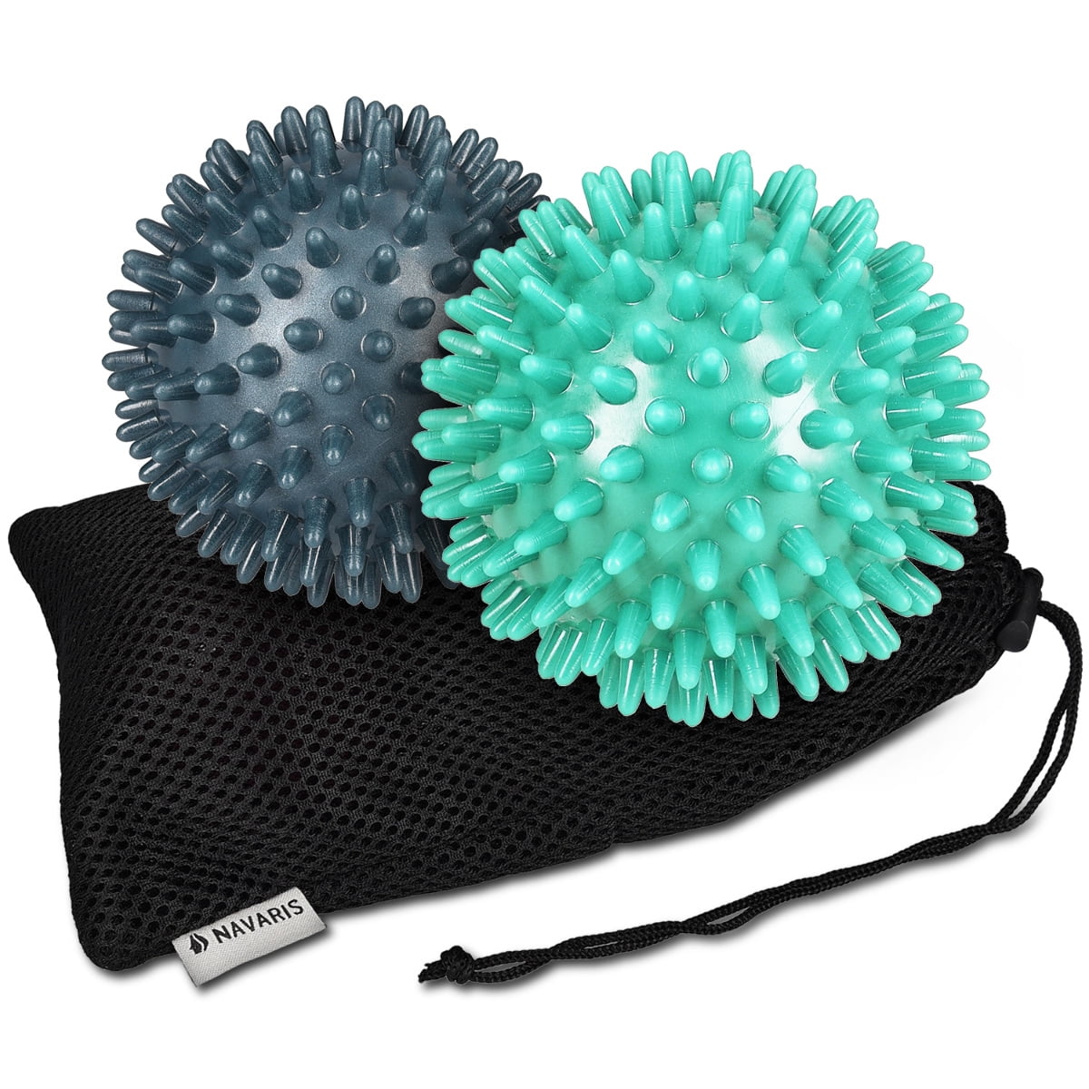 Navaris Medium-Hard & Hard Spiky Massage Ball Set for Body Relief, 3.15 ...