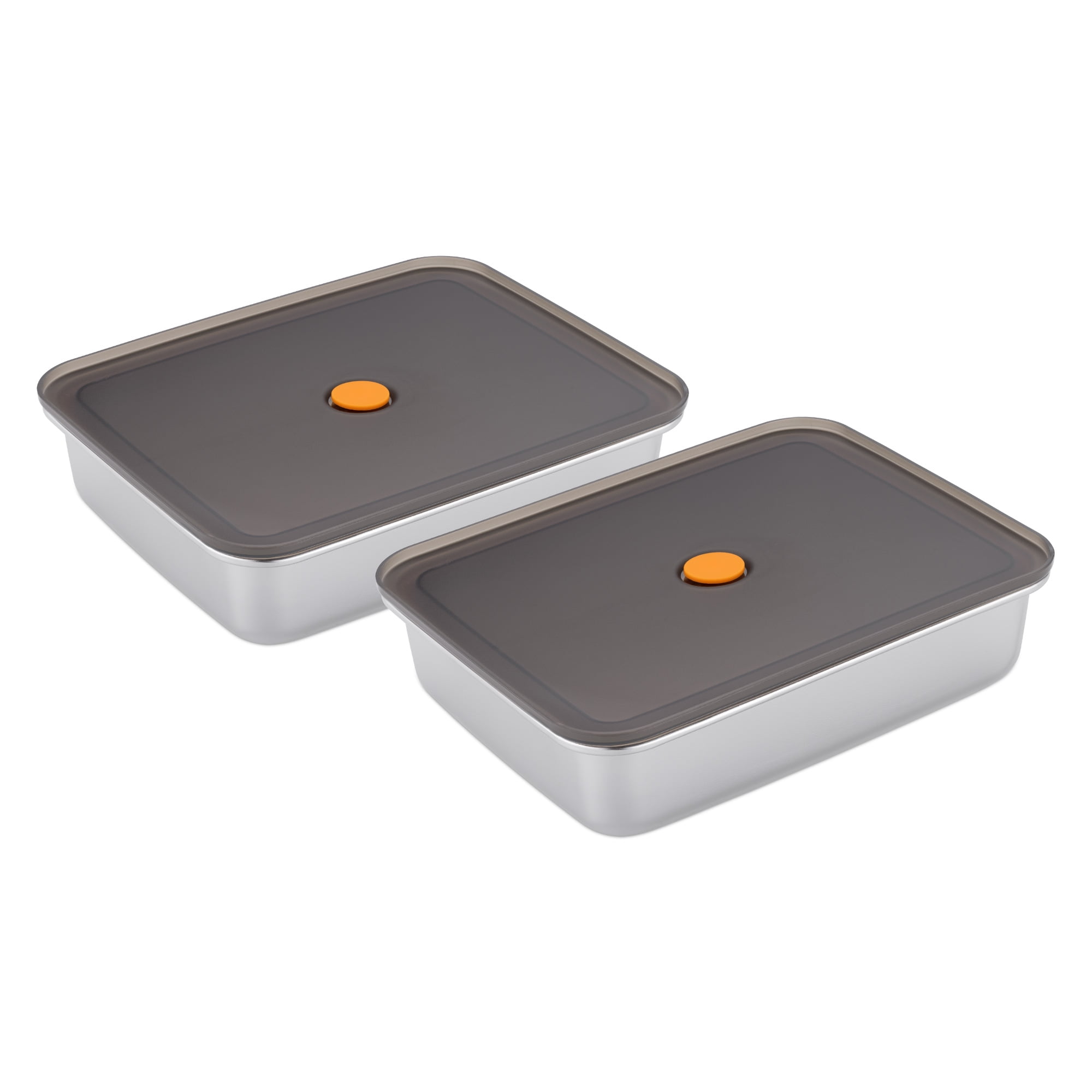 Navaris Stainless Steel Marinating Containers (Set of 2) - Metal Meat ...