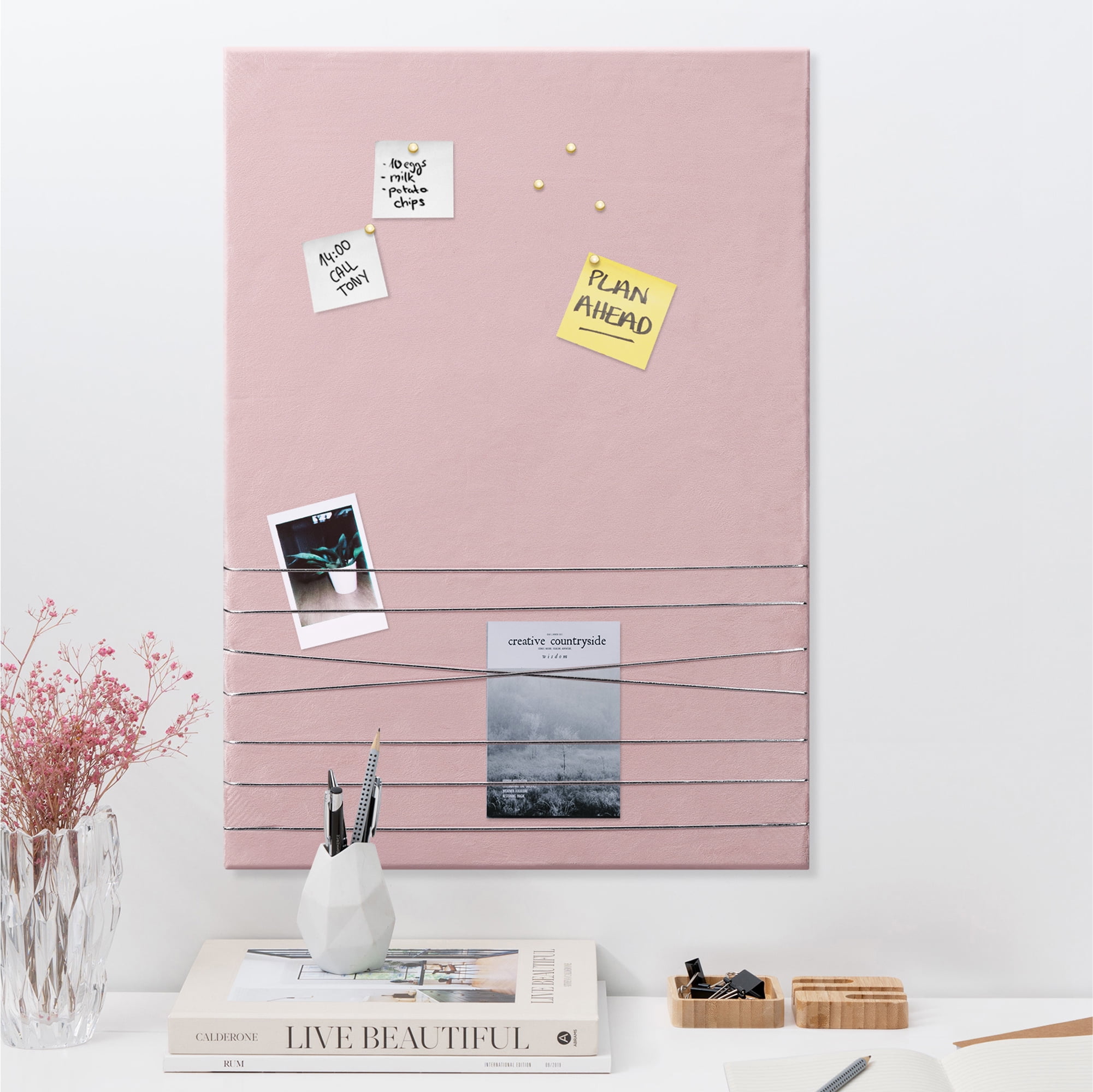 Navaris Velvet Memo Bulletin Board - 20" x 28" Fabric Memory Board for ...