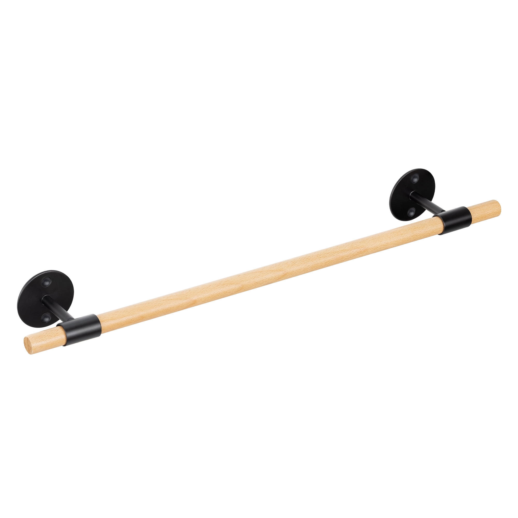 Navaris Wall Mounted Towel Bar - Screw-On Wooden Bamboo Single Shower ...