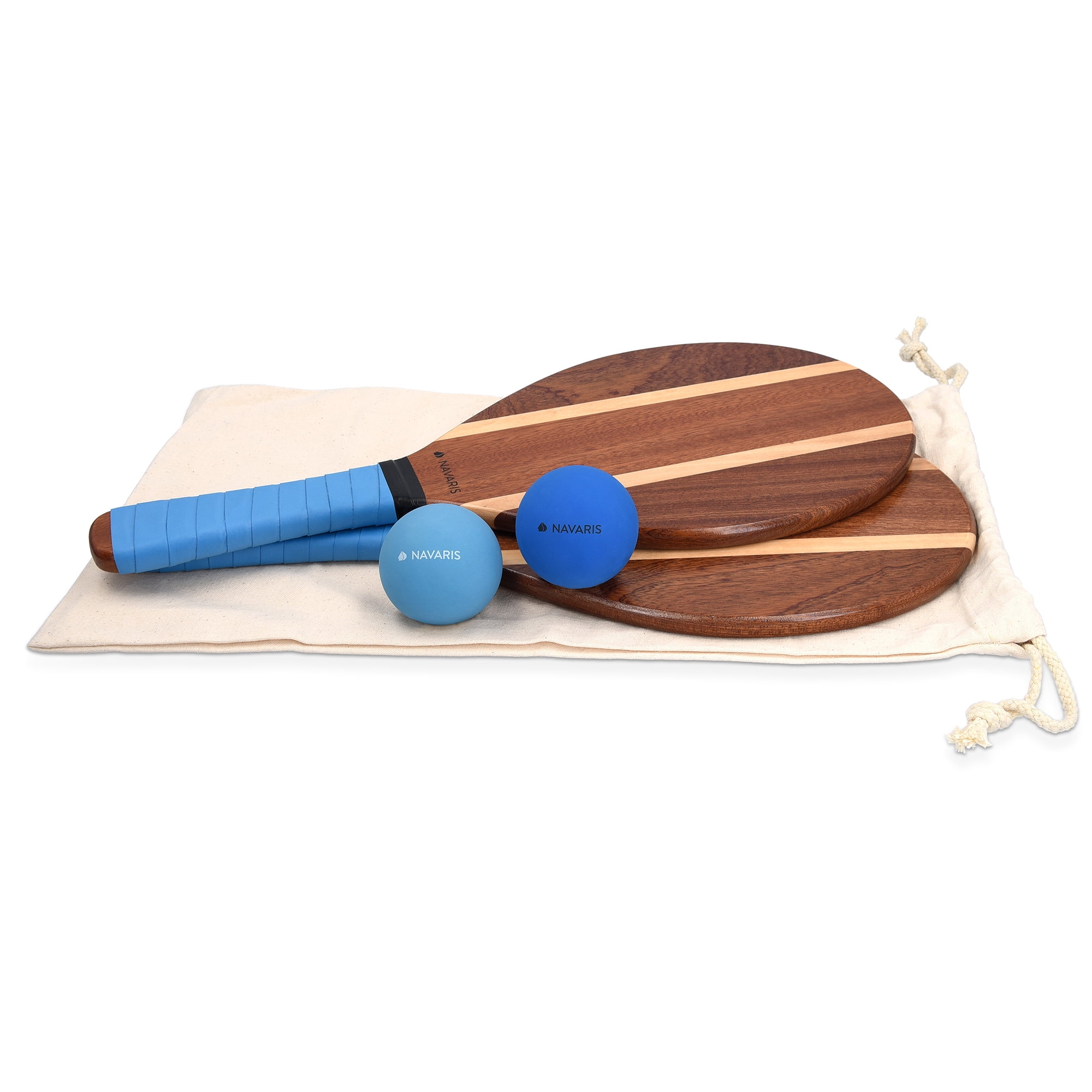 Navaris Wooden Beach Rackets Set - Includes 2 Wooden Paddles and 2 ...