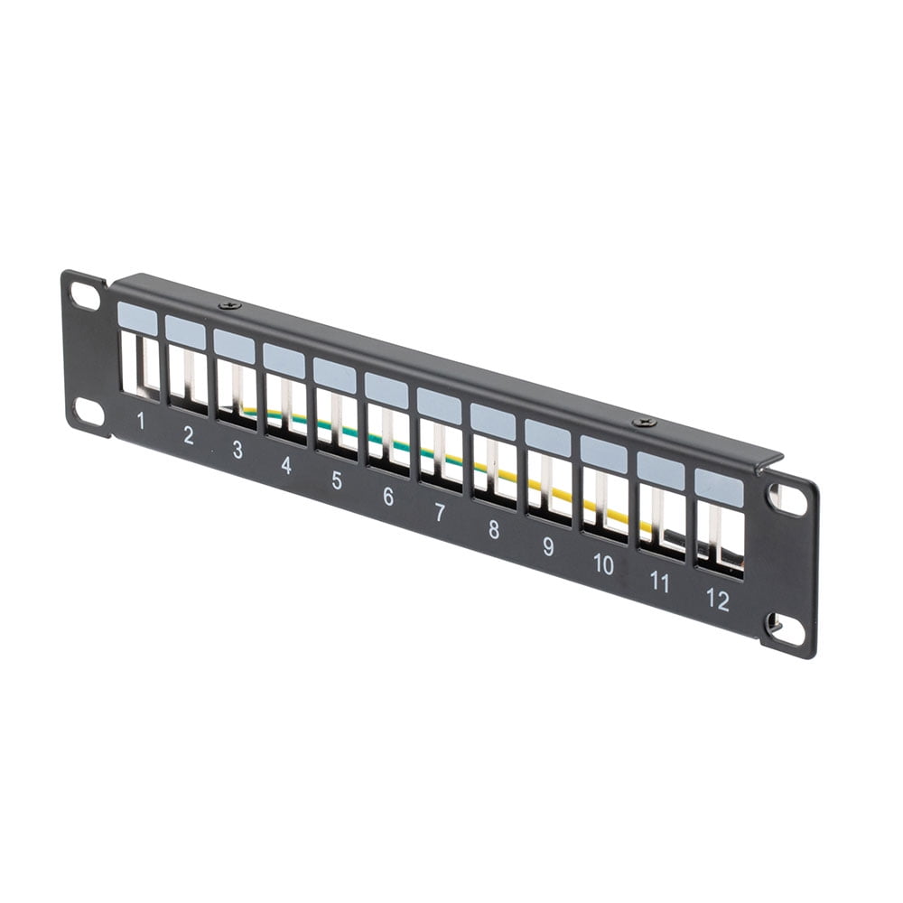 NavePoint 10 Inch Wide 12-Port Modular Patch Panel, 1U, Black - Walmart.com