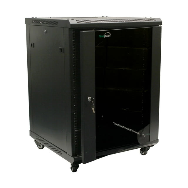 NavePoint 15U Wall-Mount Server Cabinet with Caster Wheels, 2 Fans, 23. ...