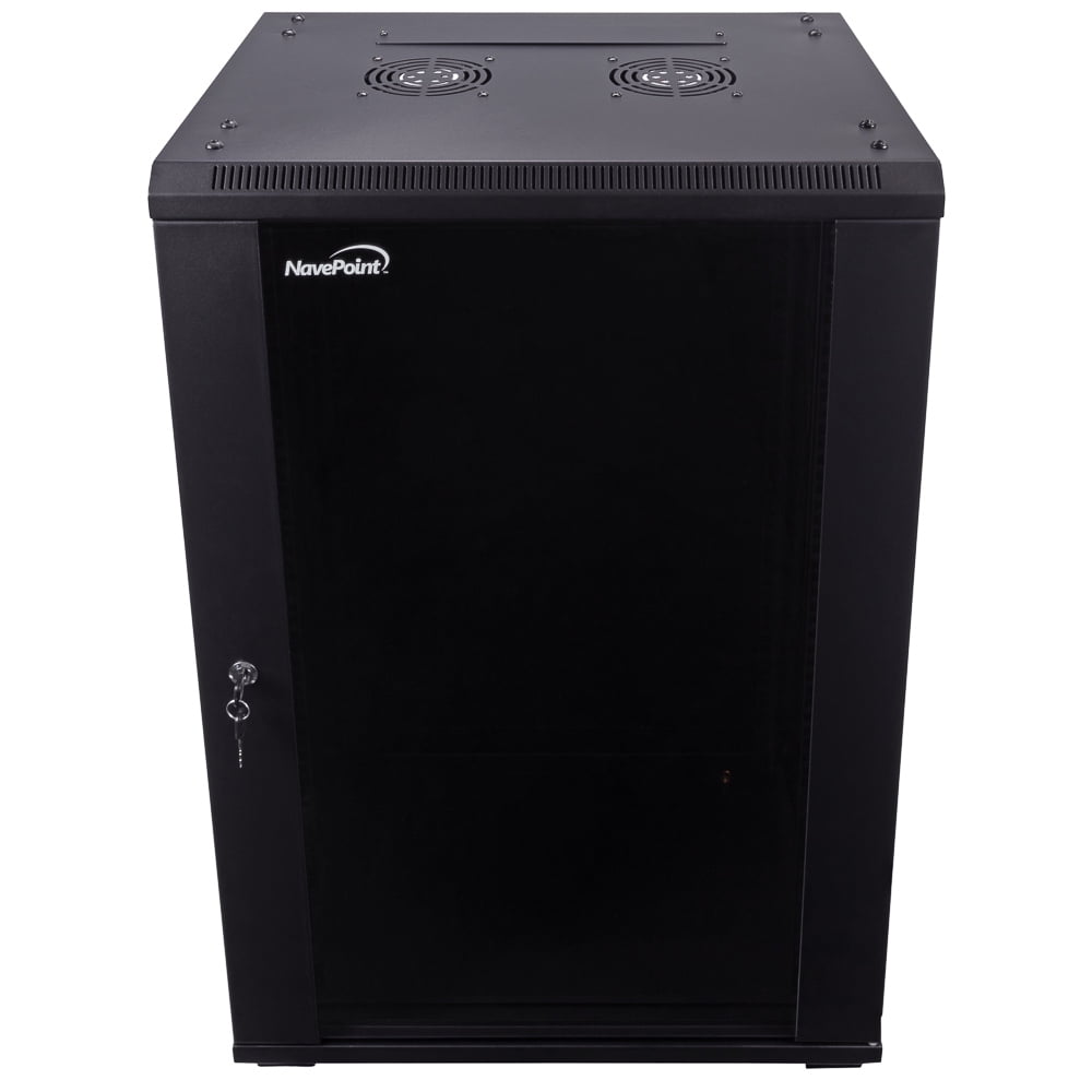 NavePoint 18U Wall Mount Server Cabinet, Enclosure with Casters, 2 Fans ...