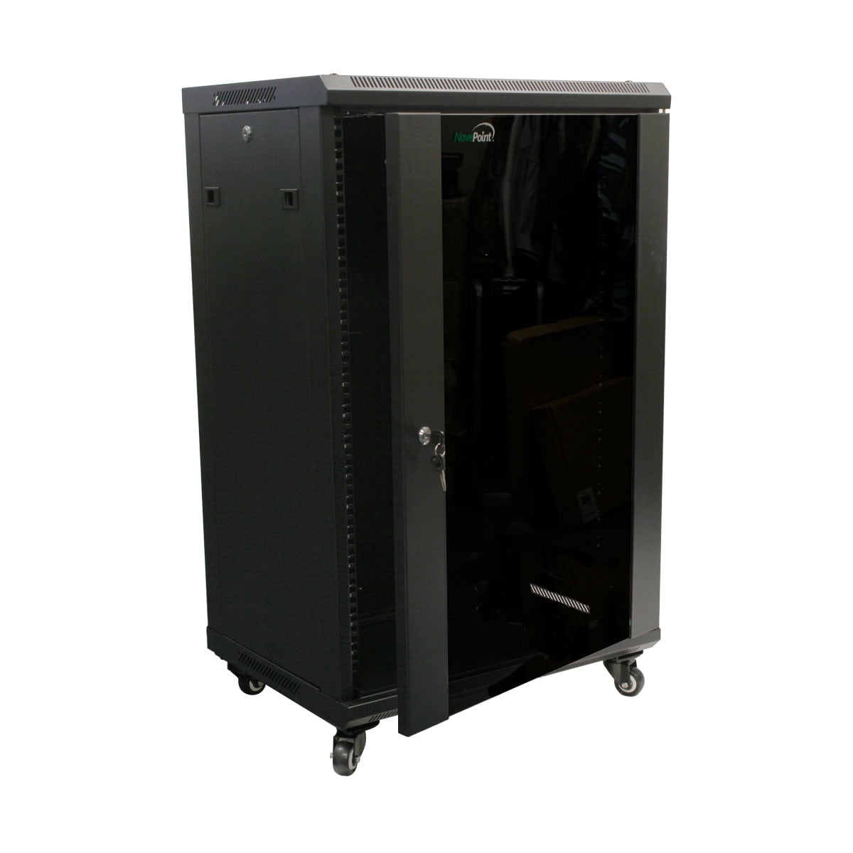 NavePoint 18U Wall Mount Server Cabinet, Enclosure with Casters, 2 Fans ...
