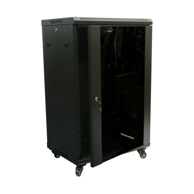 NavePoint 18U Wall Mount Server Cabinet, Enclosure with Casters, 2 Fans ...