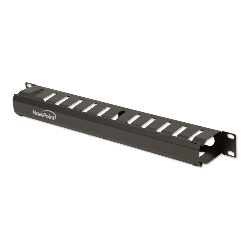 NavePoint 1U Horizontal Rack Mount Cable Management Metal Raceway Unit ...