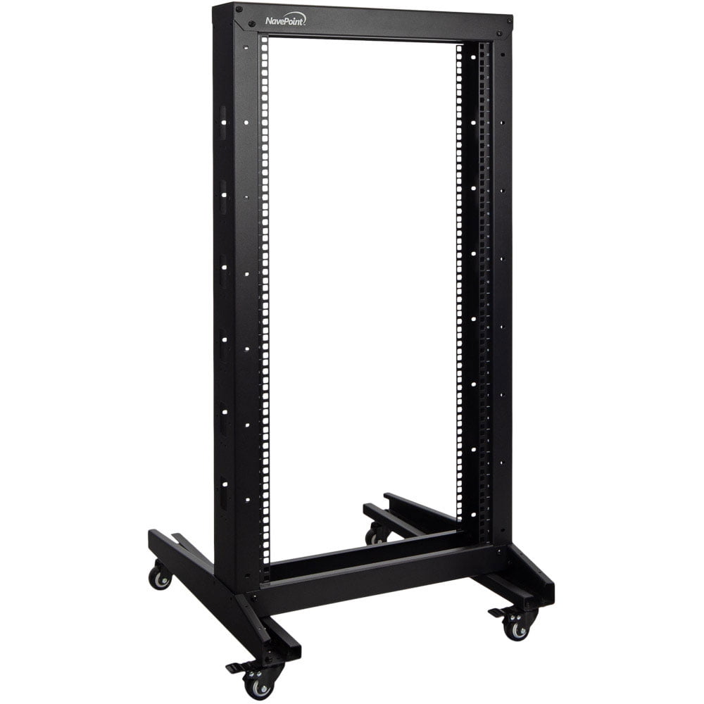NavePoint 22U 2 Post Open Frame Server Rack with Casters for 19 Inch ...