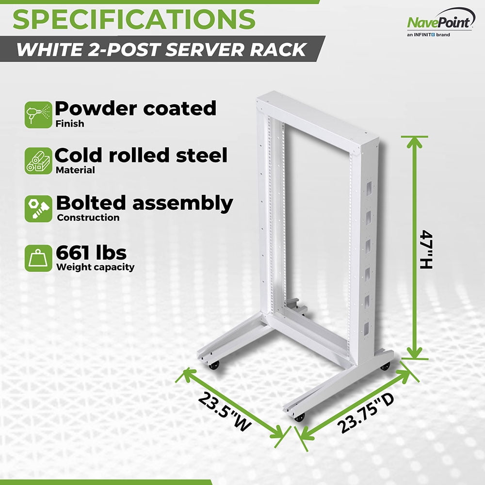 NavePoint 22U 2 Post Rack Open Frame Server Rack for 19 Inch Equipment ...