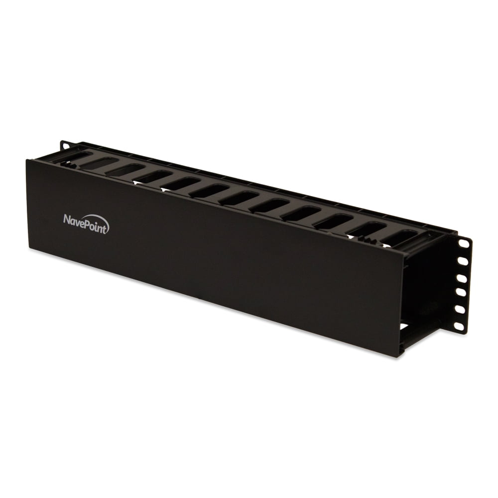 NavePoint 2U Horizontal Rack Mount Cable Management Unit with Panel ...