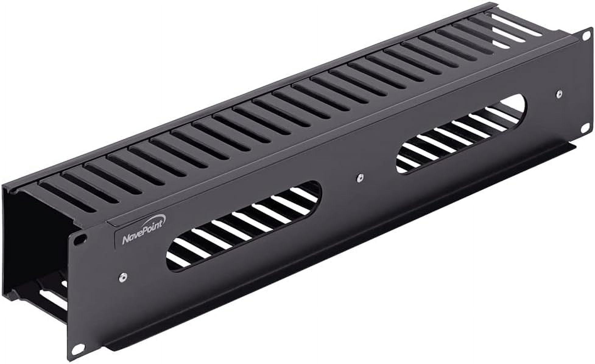 NavePoint 2U Plastic Rack Mount Horizontal Cable Manager Duct Raceway ...
