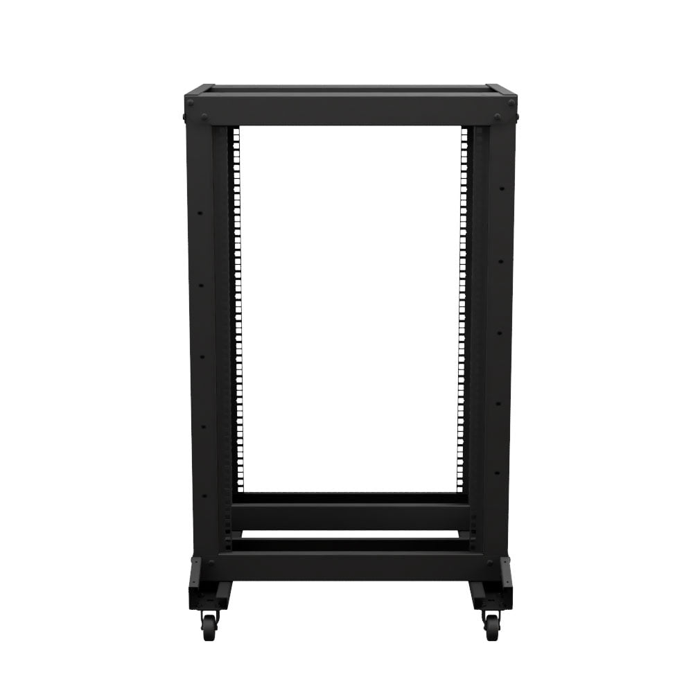 NavePoint 4-Post Adjustable Rack, 18U, Cage Nuts, Includes Casters ...