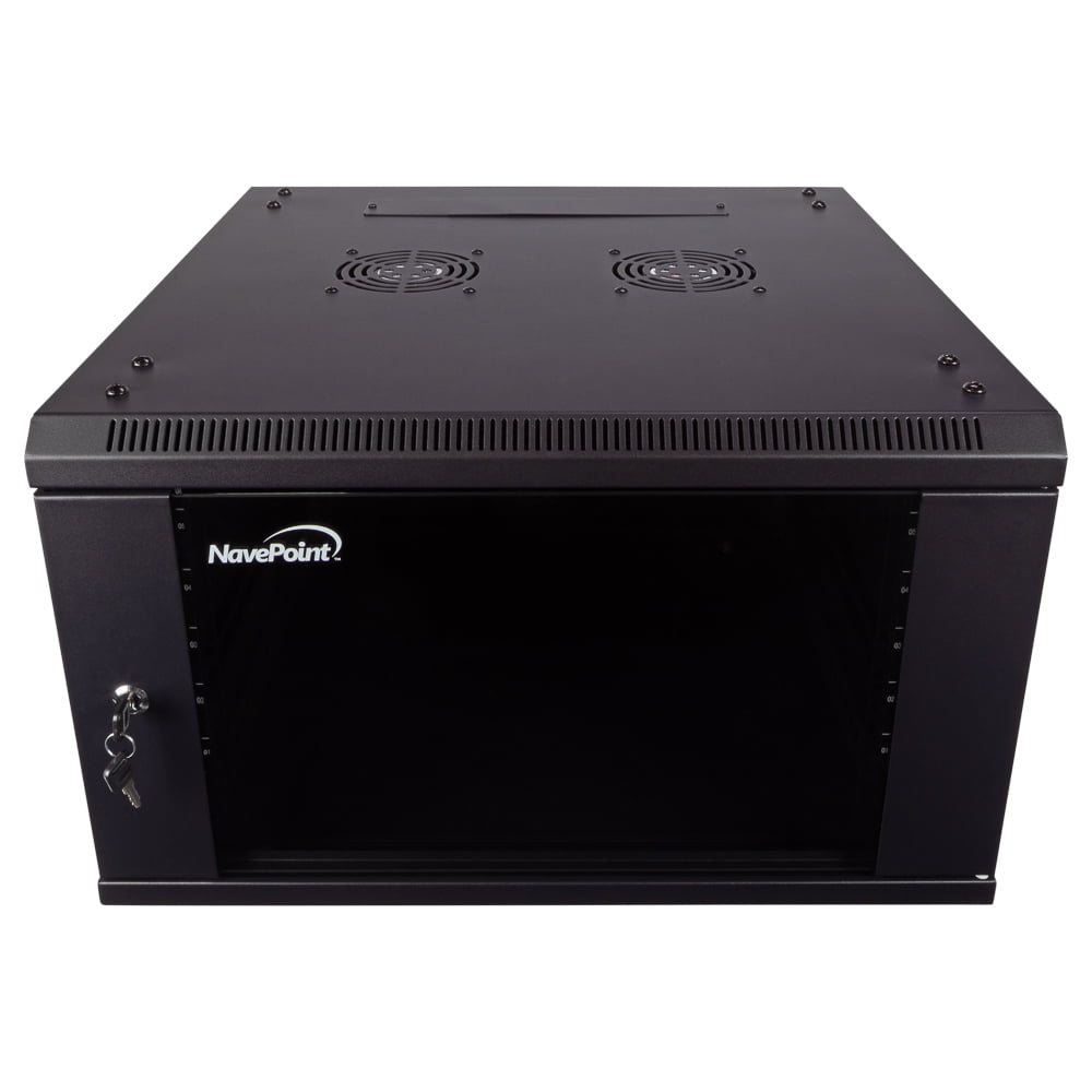NavePoint 6U Large Server Cabinet Wall Mount Rack, 2 Fans, Locking Door ...