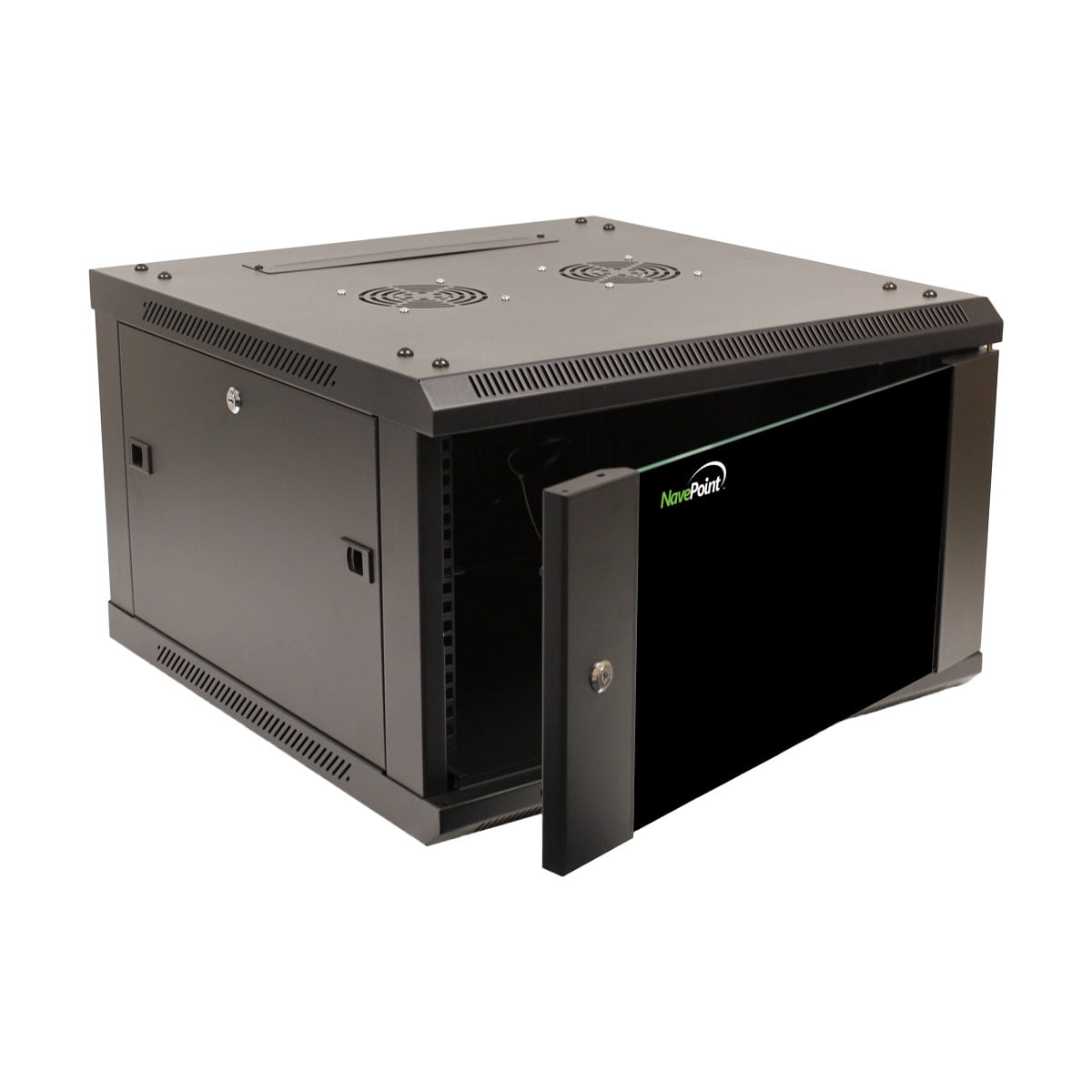 NavePoint 6U Large Server Cabinet Wall Mount Rack, 2 Fans, Locking Door ...