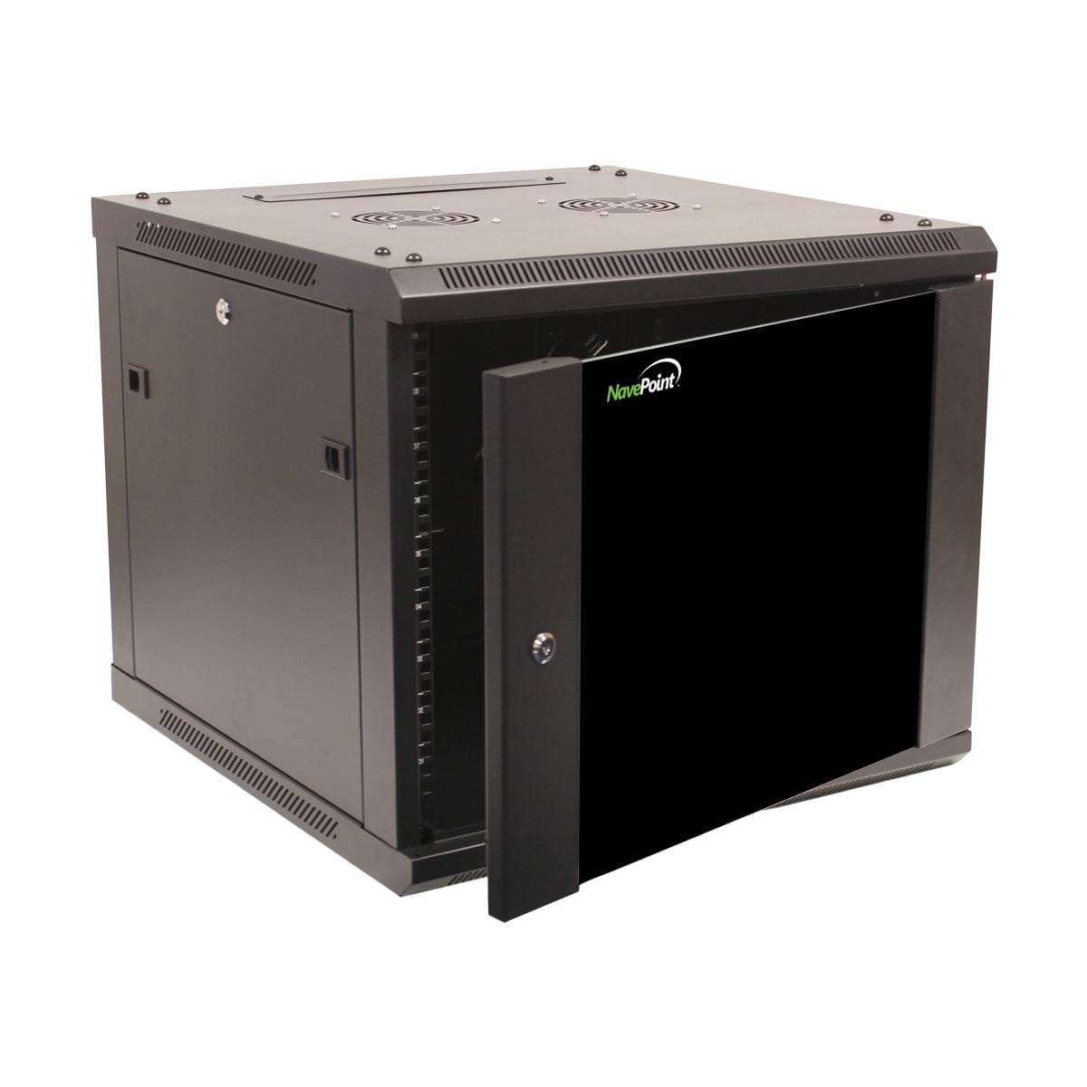 NavePoint 9U Large Enclosed Server Cabinet Wall Mount Rack with 2 Fans ...